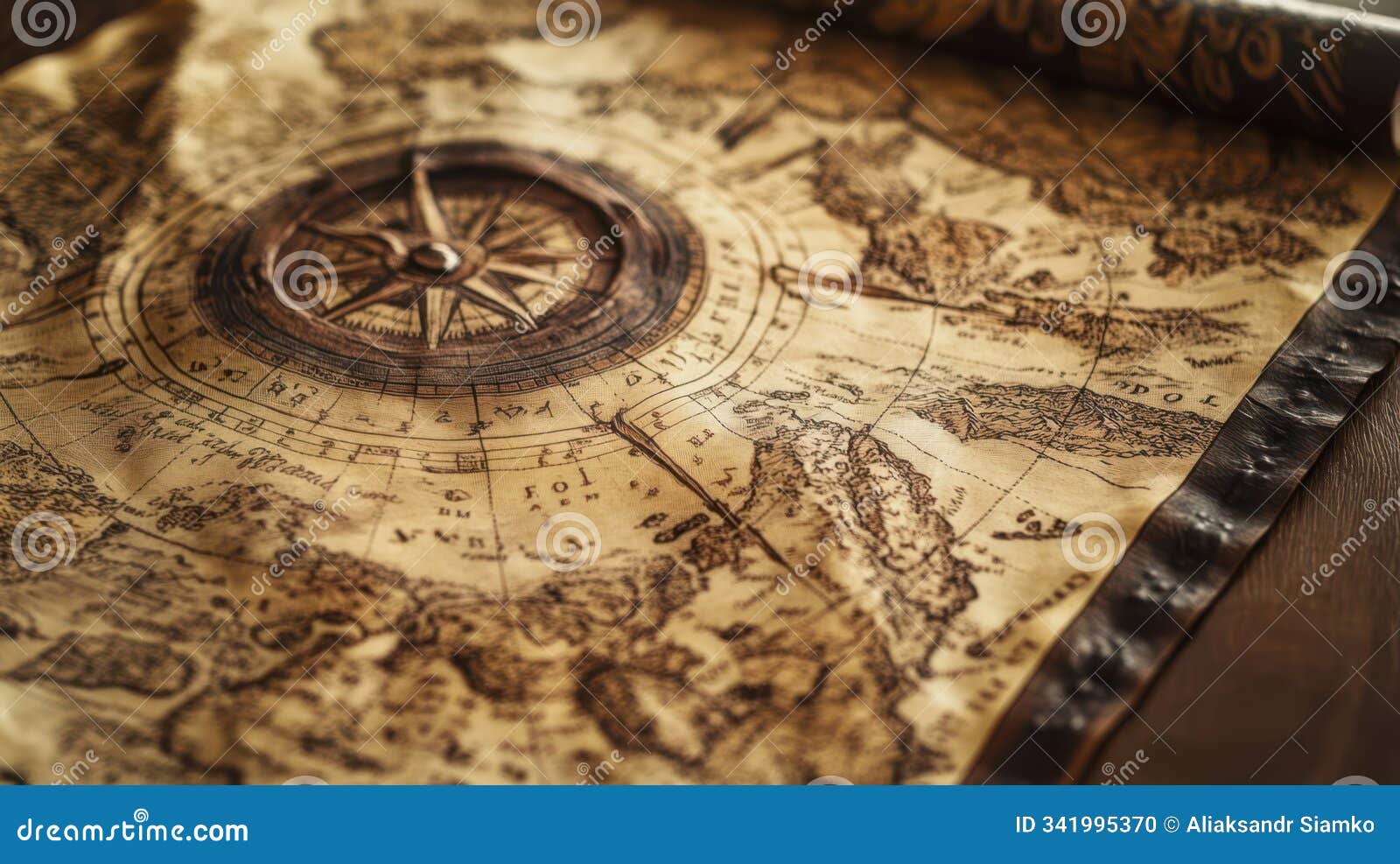 Ancient Map with Intricate Designs Depicting a Mysterious World Stock ...