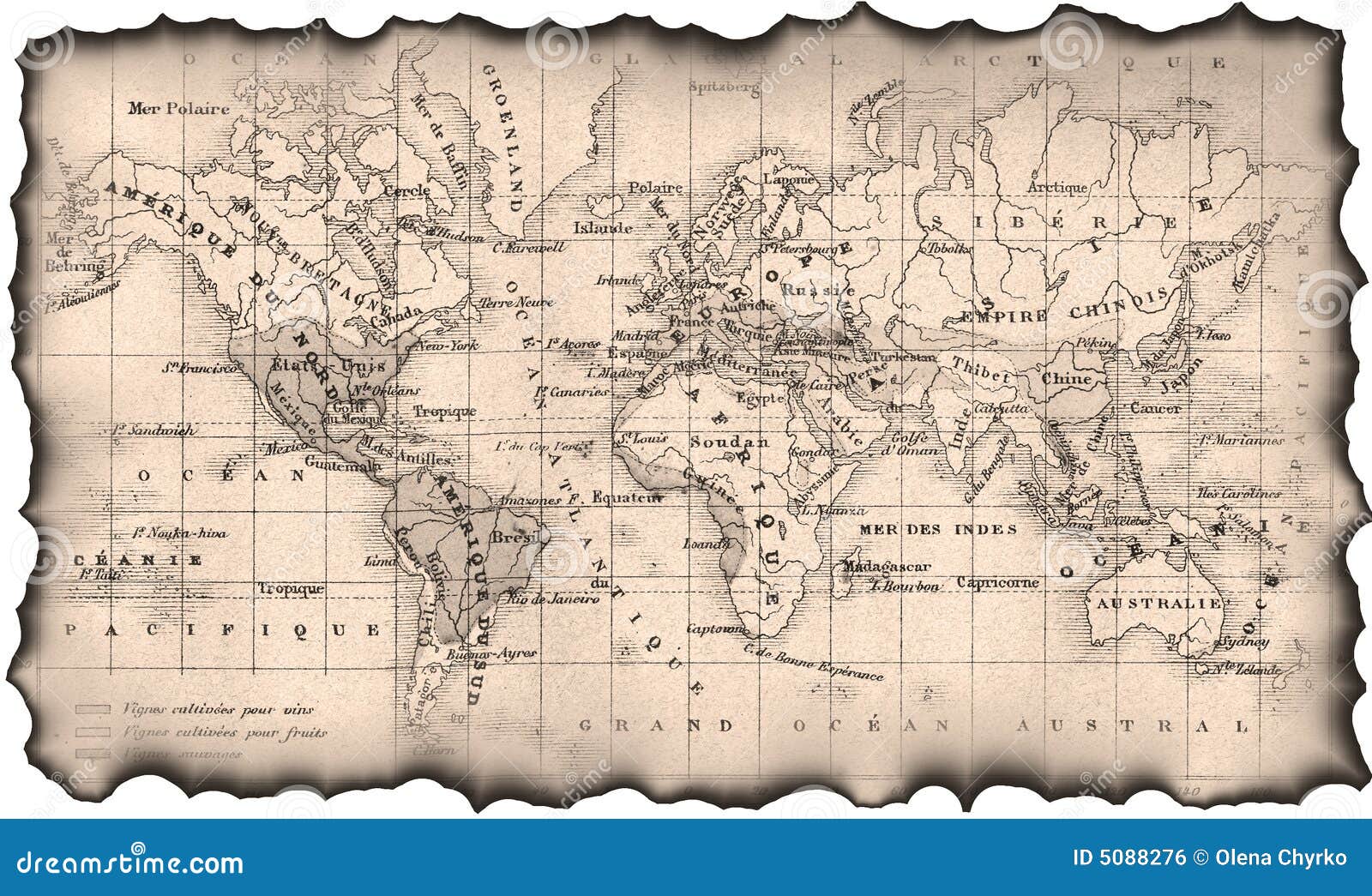 Ancient map of the world stock photo. Image of 1875, oceans - 5088276