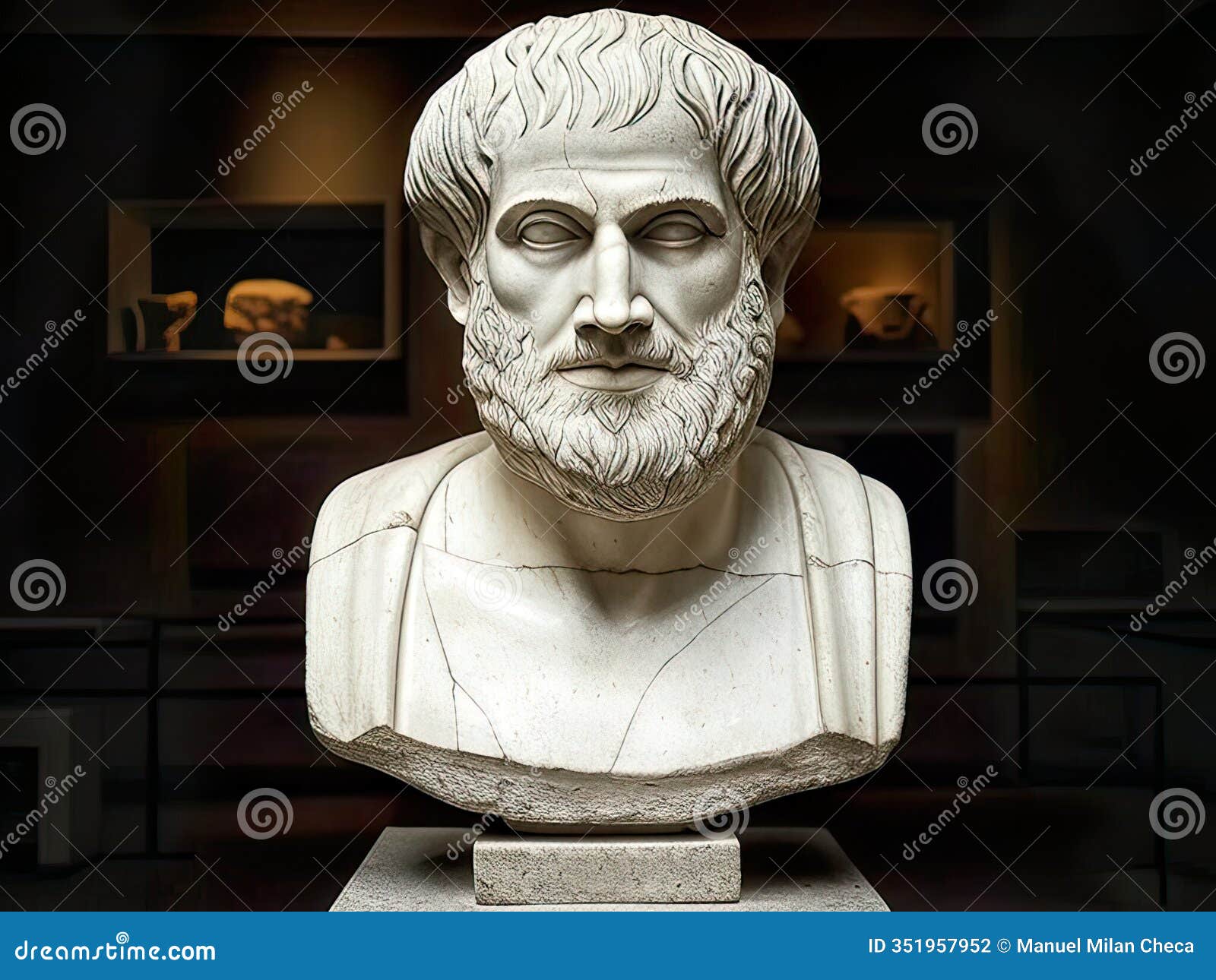 Ancient Marble Bust of Aristotle in Museum Setting Editorial ...