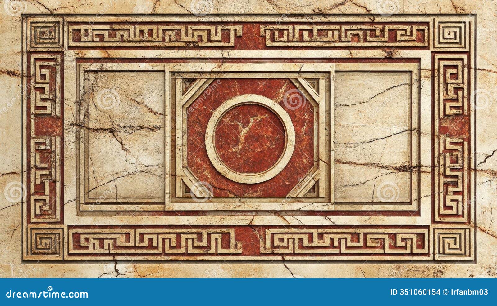 Ancient Marble Frame with Greek Key Design Stock Photo - Image of ...