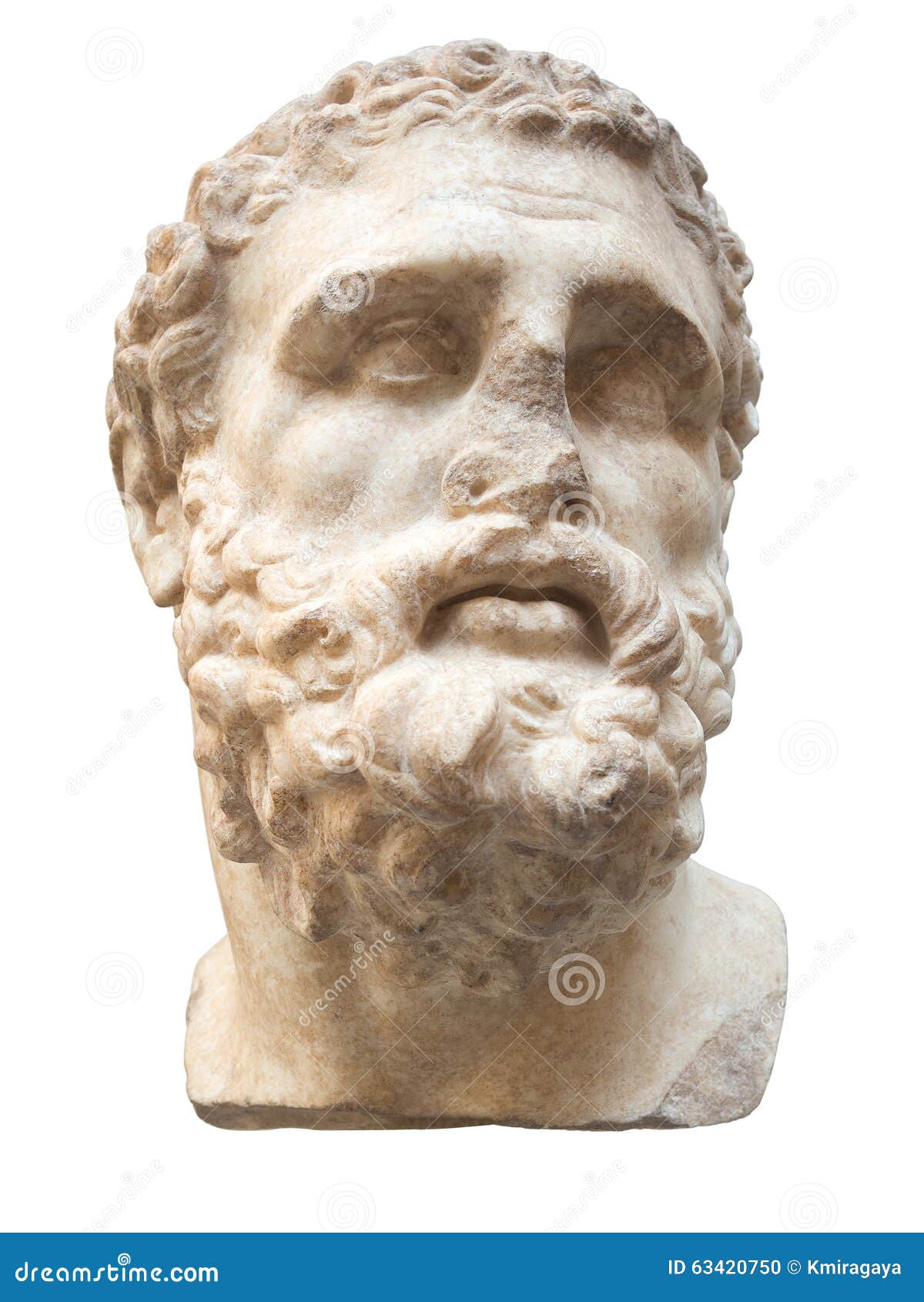 Ancient Marble Head of Hercules Isolated on White Stock Photo - Image ...