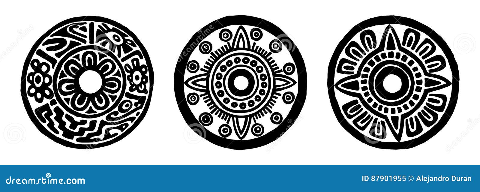 Ancient Maya Circle Flowers Stock Vector - Illustration of aztec ...