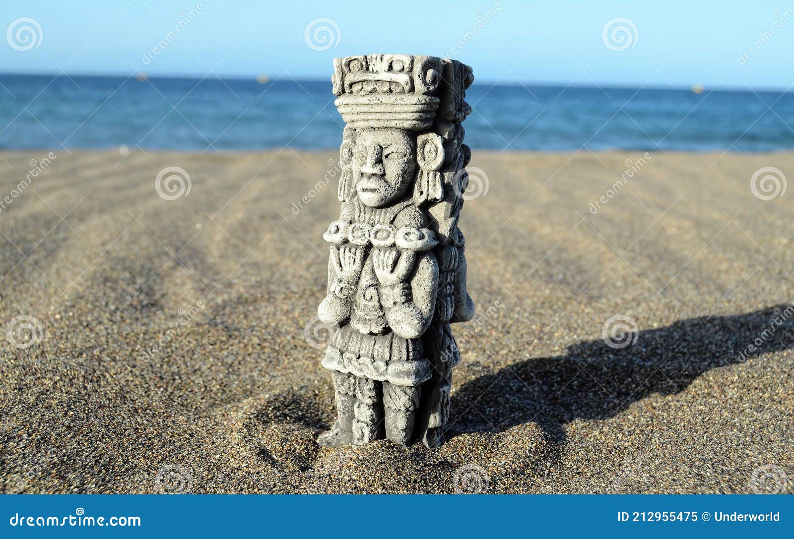 Ancient Maya Statue on the Sand Beach Stock Image - Image of ancient ...
