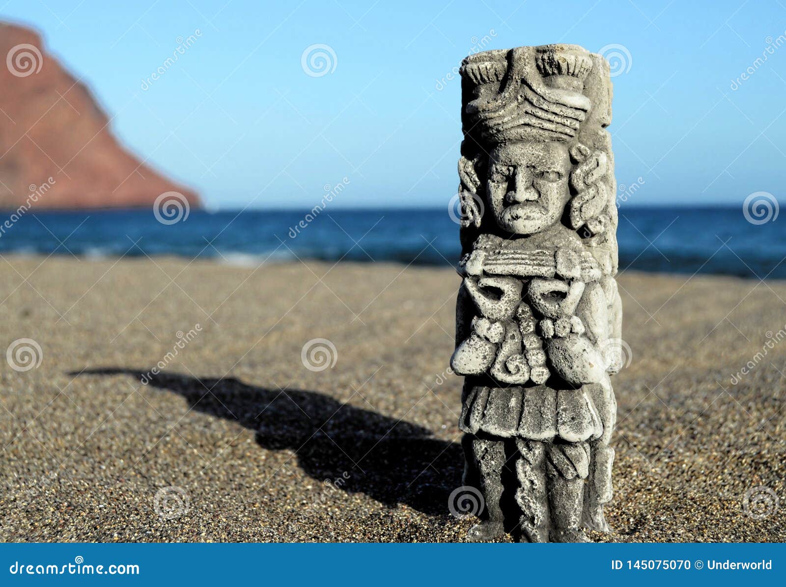 Ancient Maya Statue on the Sand Beach Stock Photo - Image of mexico ...