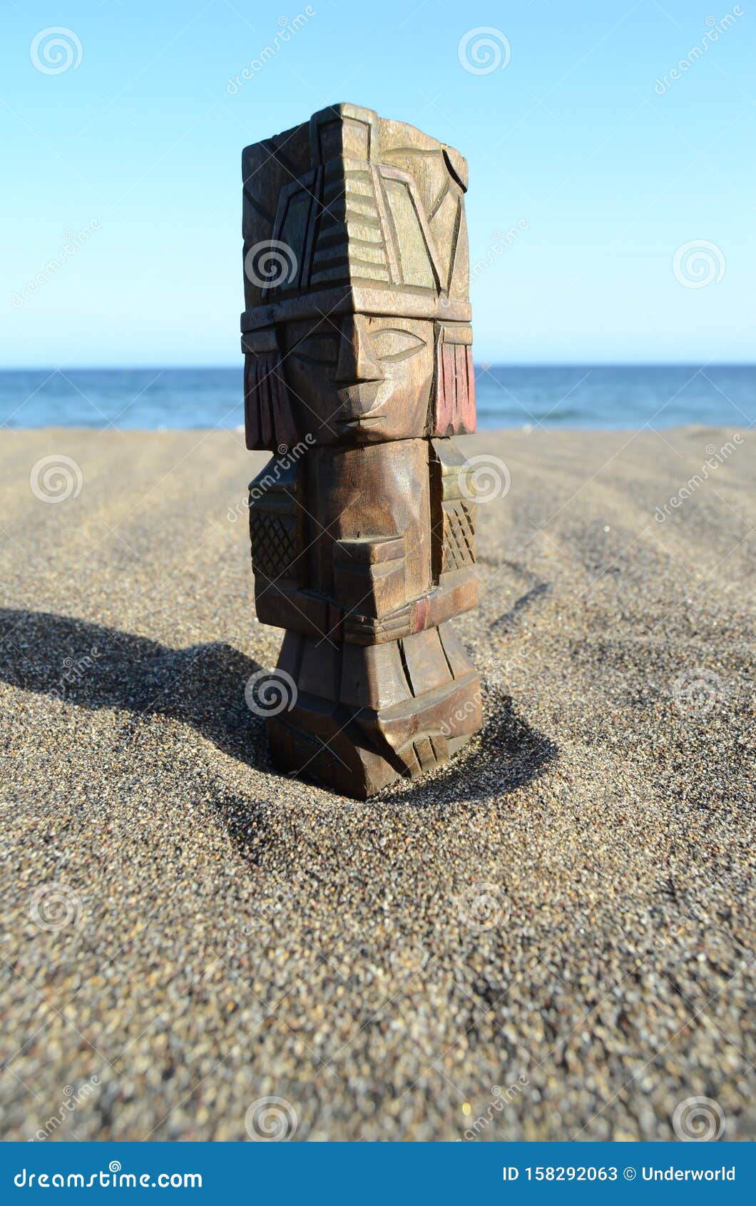 Ancient Maya Statue on the Sand Beach Stock Image - Image of ...