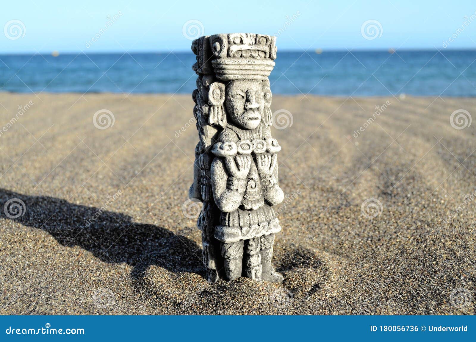 Ancient Maya Statue on the Sand Beach Stock Photo - Image of sculpture ...
