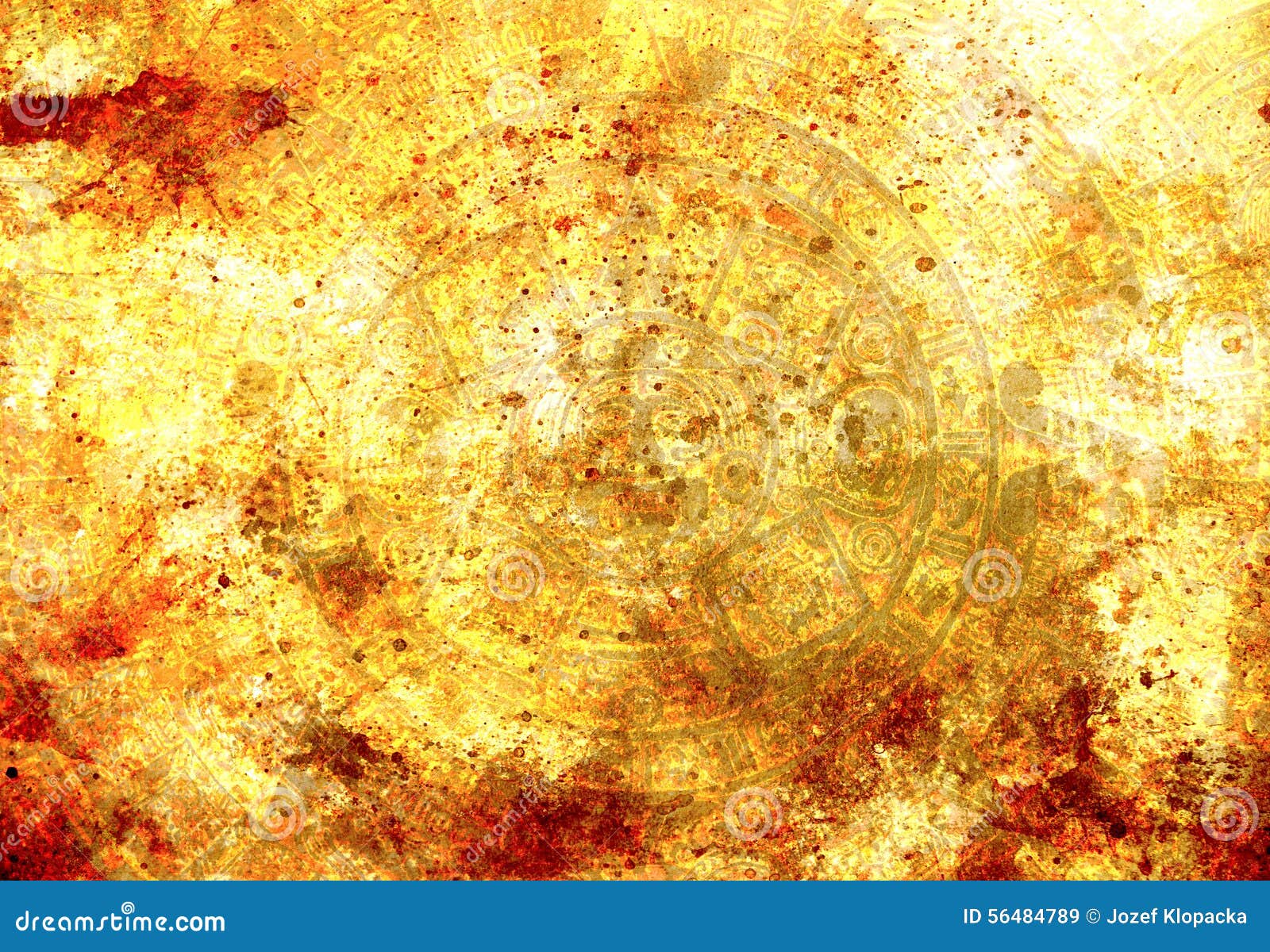 Ancient Mayan Calendar, Abstract Color Background. Stock Image - Image ...