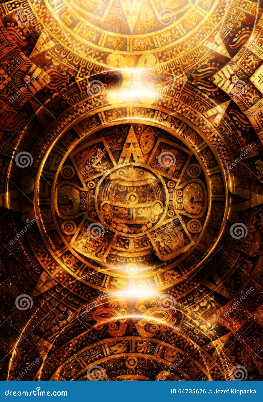Ancient Mayan Calendar, Abstract Color Background Stock Illustration ...