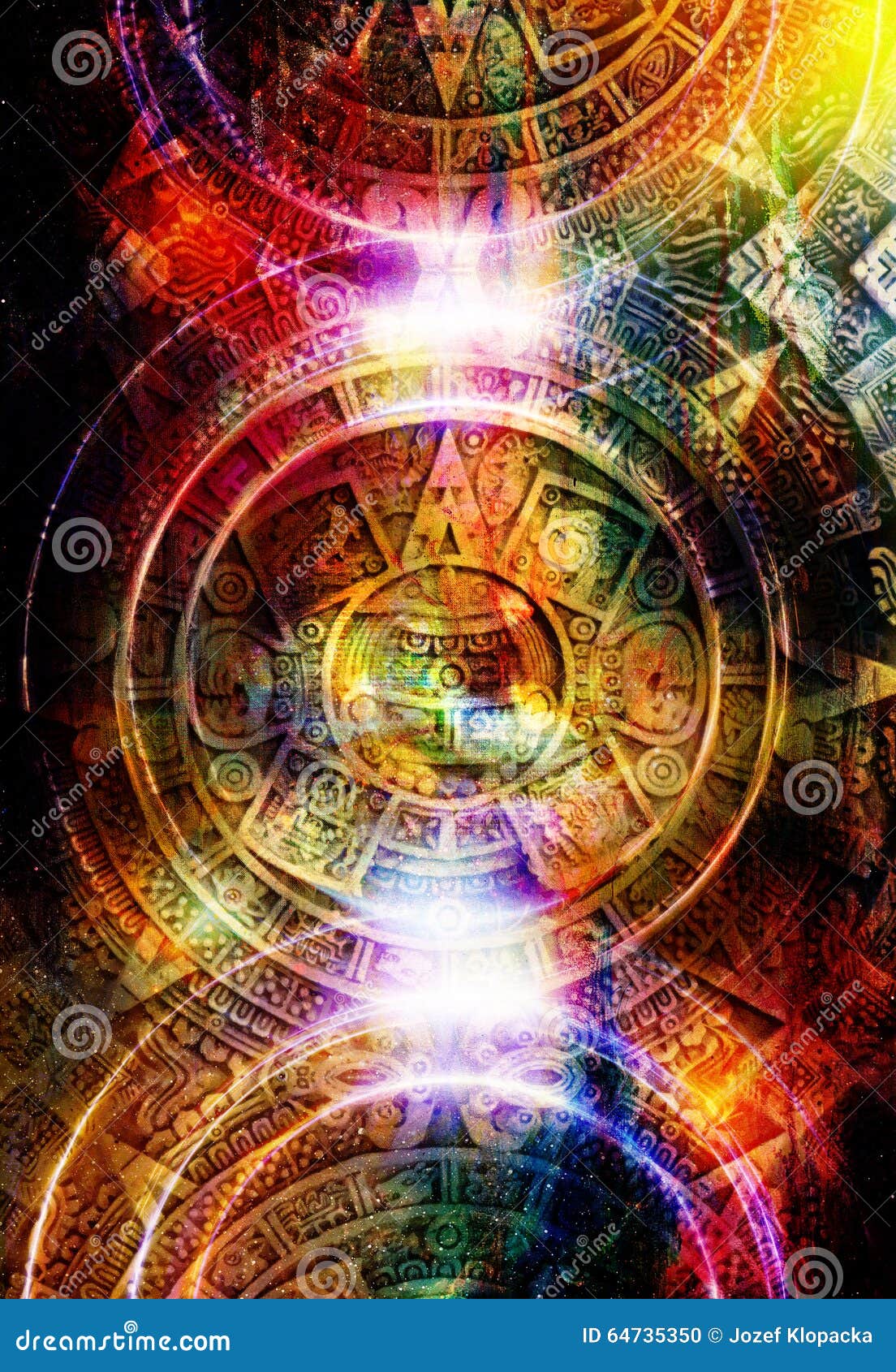 Ancient Mayan Calendar, Abstract Color Background Stock Illustration ...