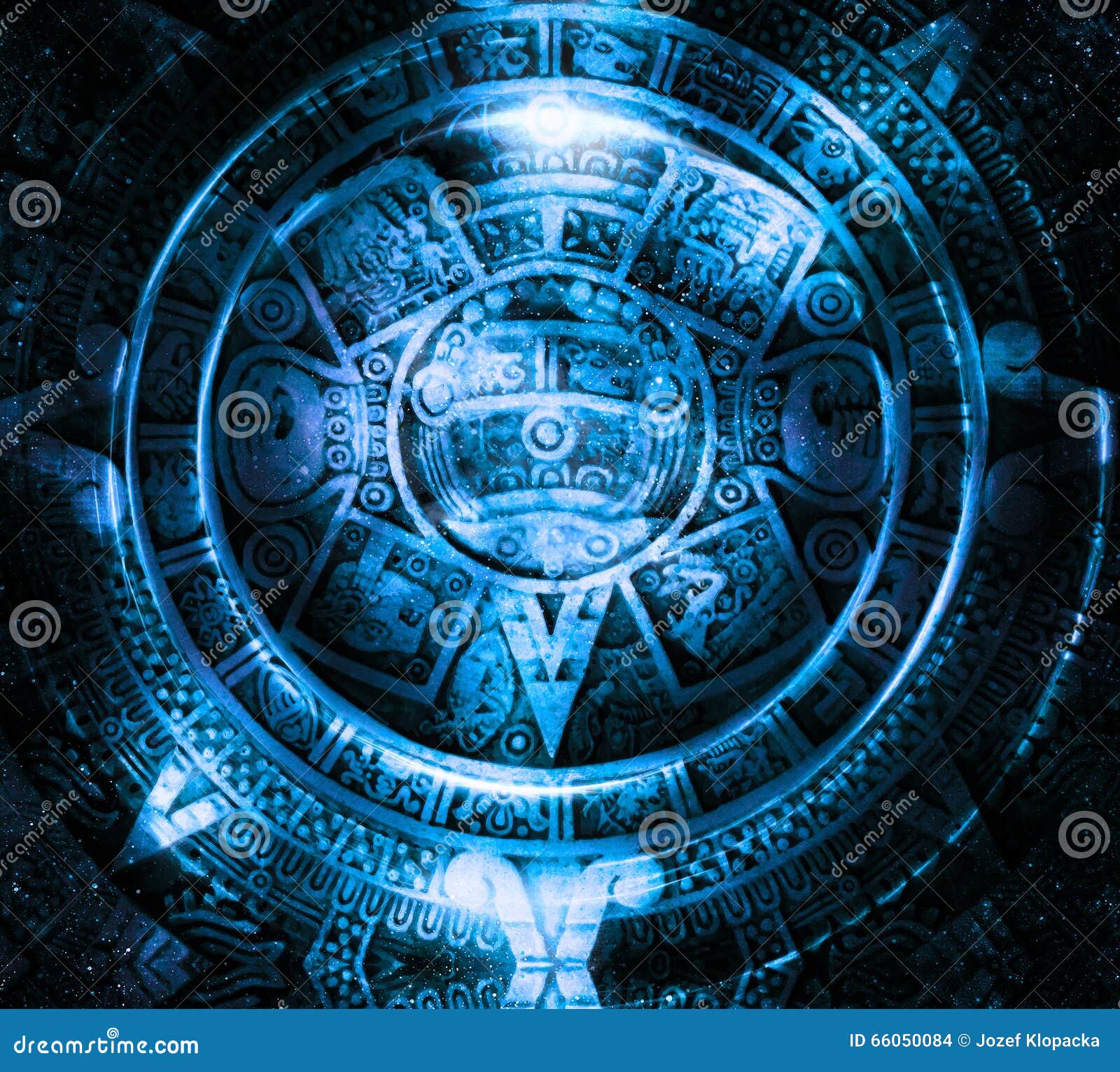 Ancient Mayan Calendar, Cosmic Space And Stars, Abstract Color ...