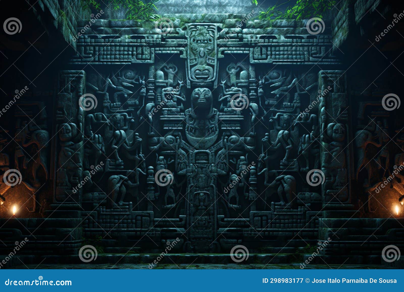 Ancient Mayan Carvings of Ethereal and Mythical Fi Stock Image - Image ...