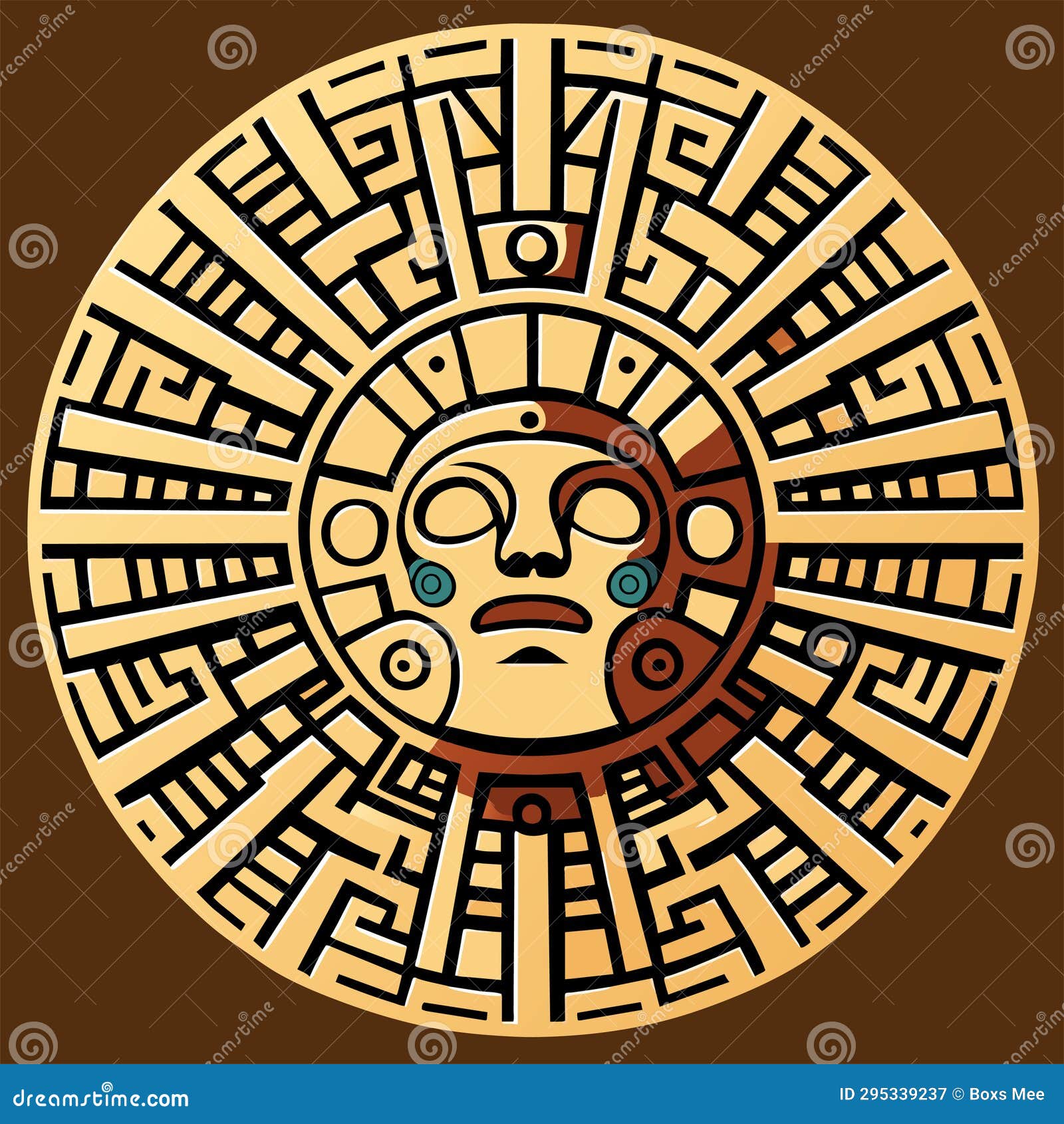 Ancient Mayan Mask. Vector Illustration in a Flat Style. for Your ...
