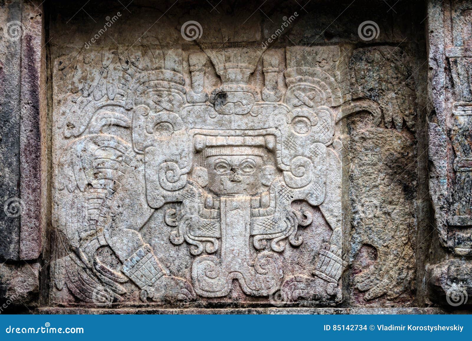 Ancient Mayan Murals on the Venus Platform at Chichen Itza Stock Photo ...