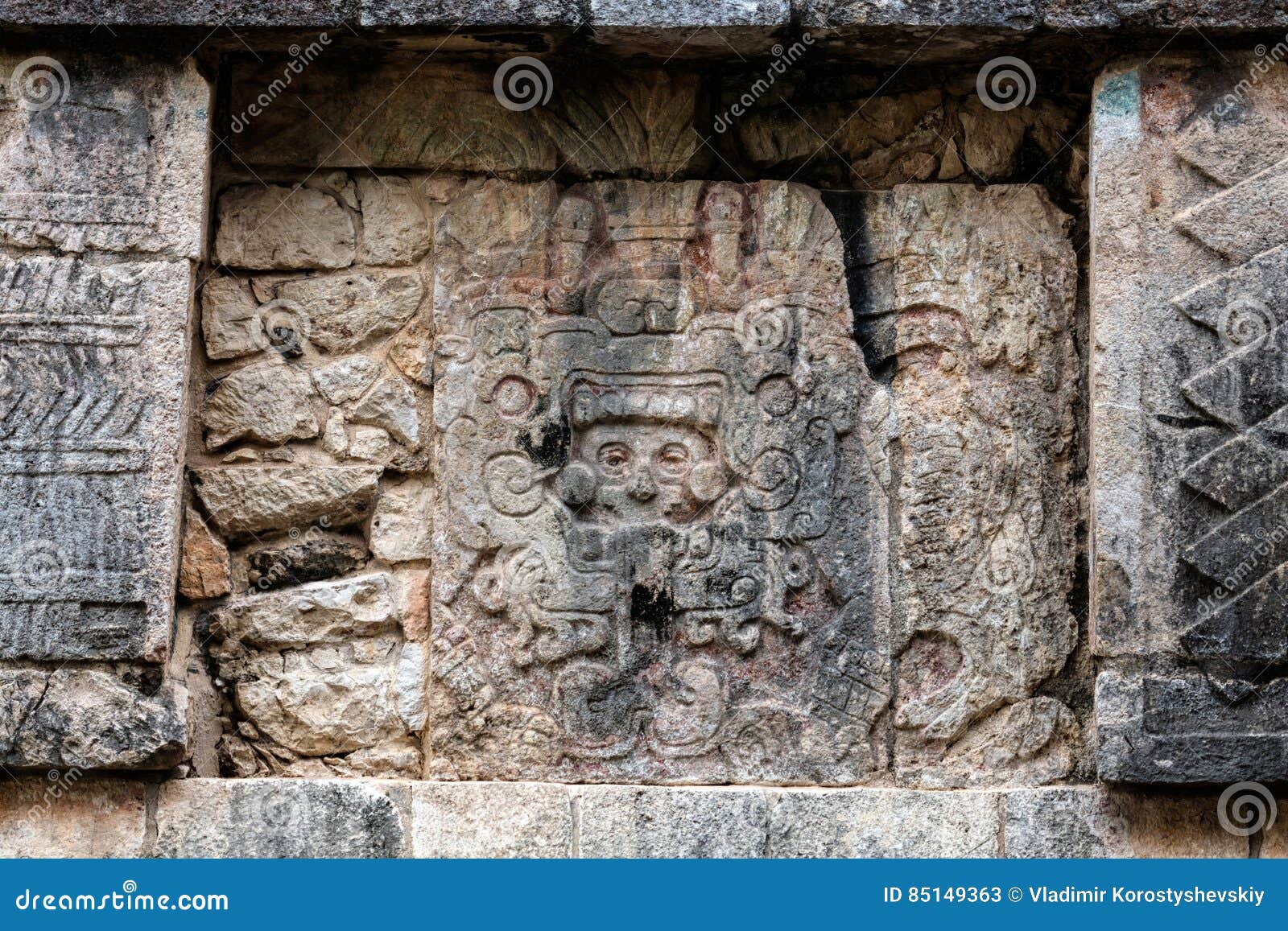 Ancient Mayan Murals on the Venus Platform at Chichen Itza Stock Image ...