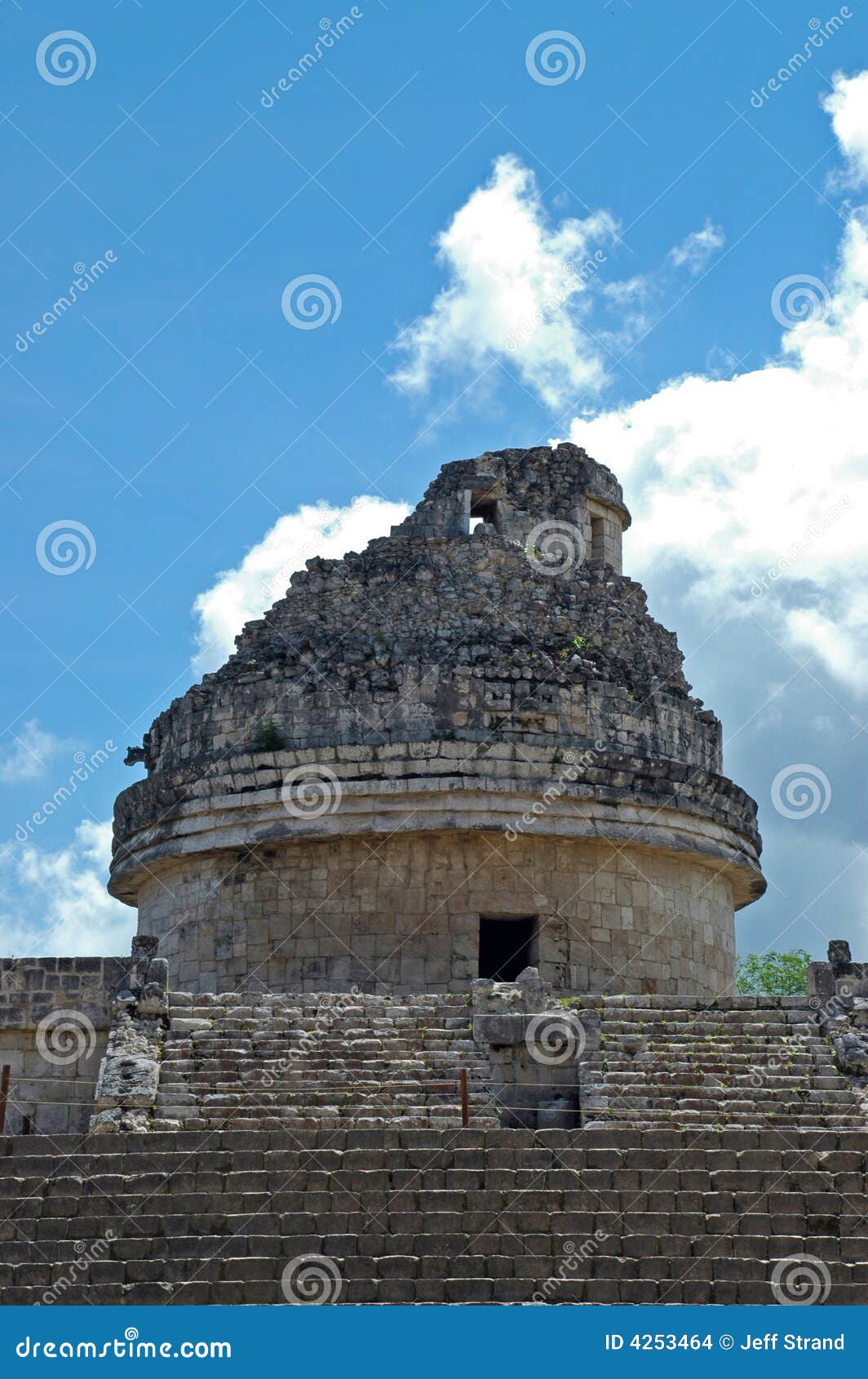 Ancient Mayan Observatory Tower and Steps Stock Photo - Image of ...