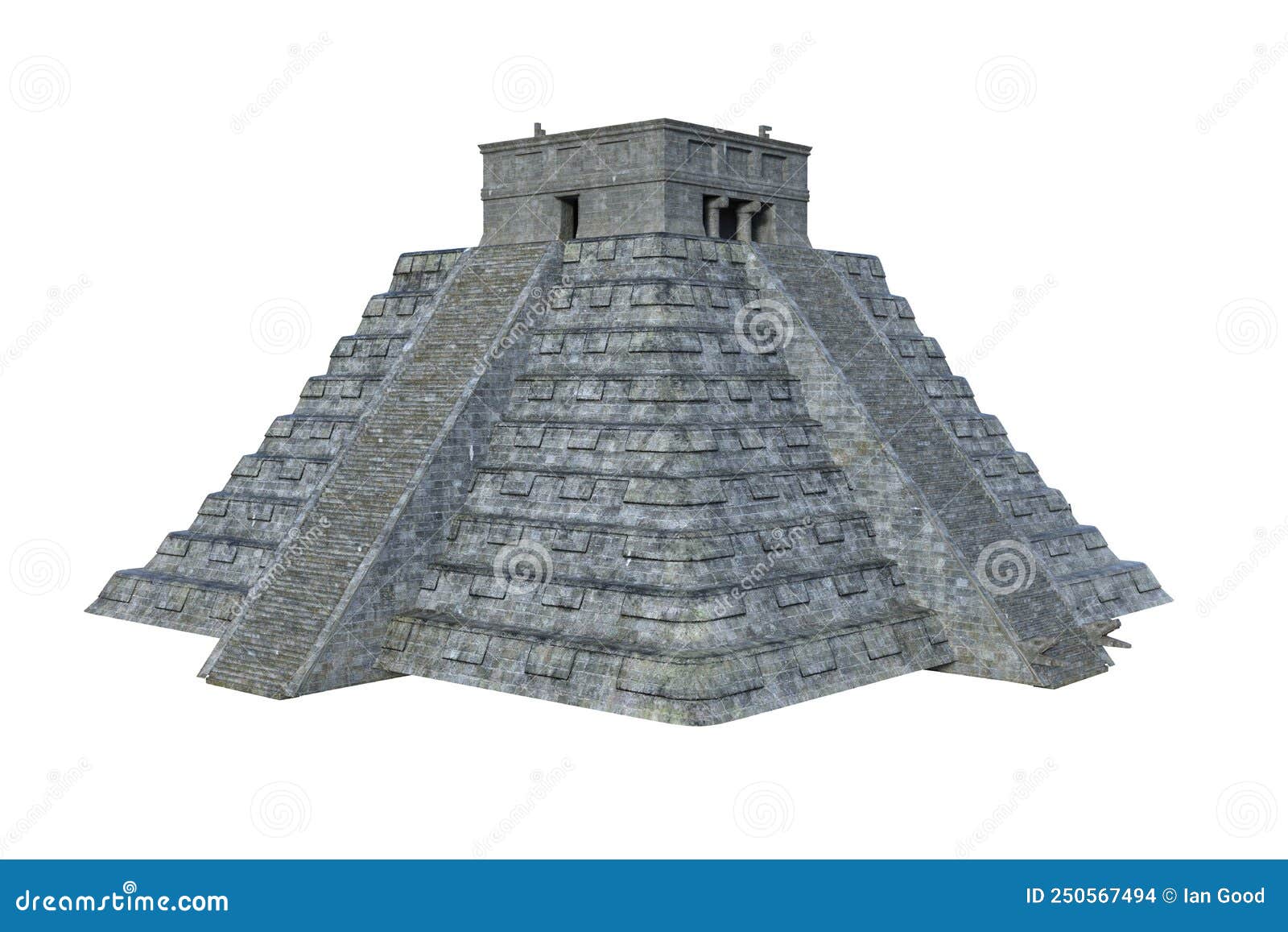 Ancient Mayan Pyramid Temple Construction. 3D Rendering Isolated on ...