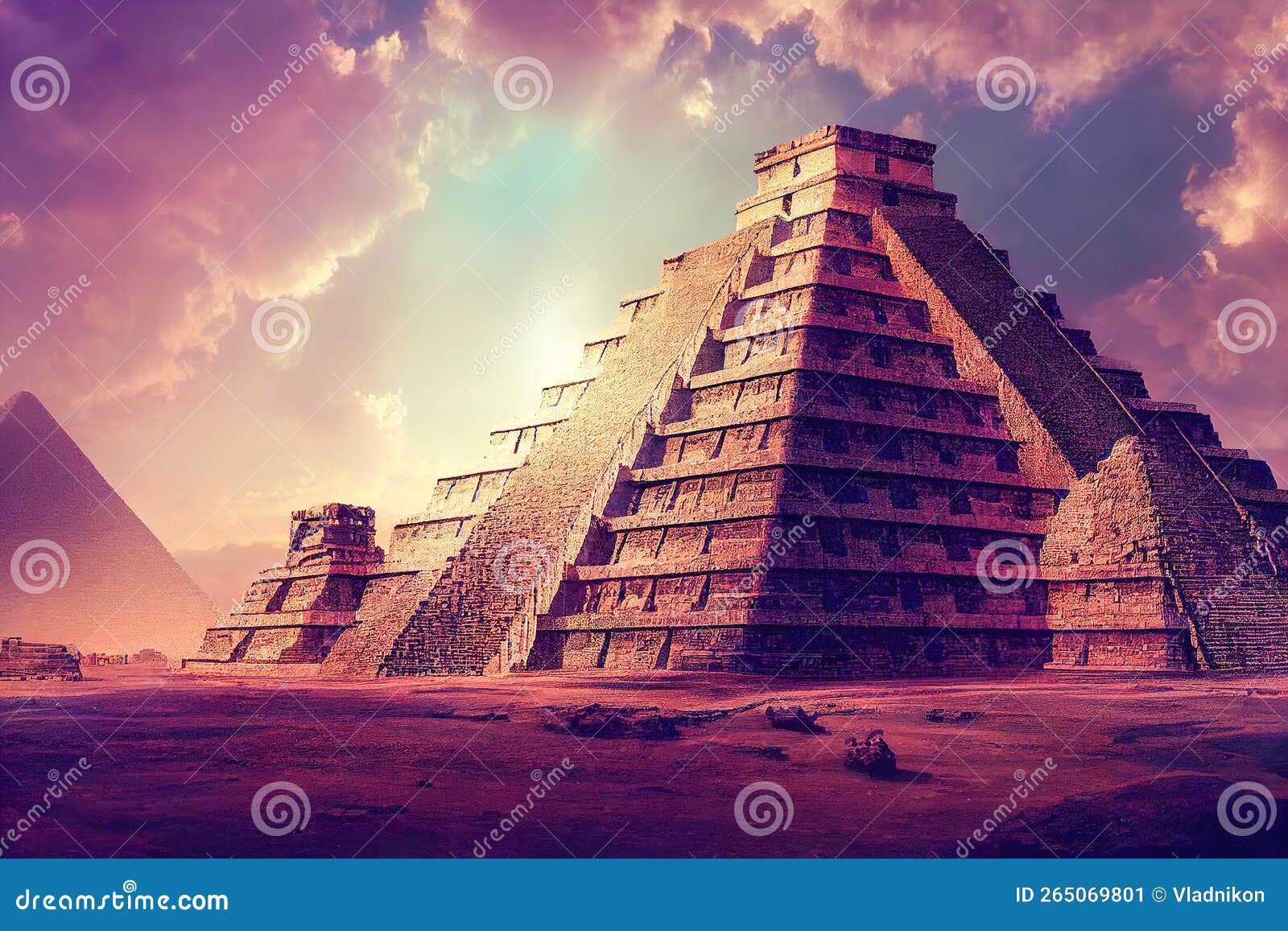 Ancient Mayan pyramids stock illustration. Illustration of pharaoh ...
