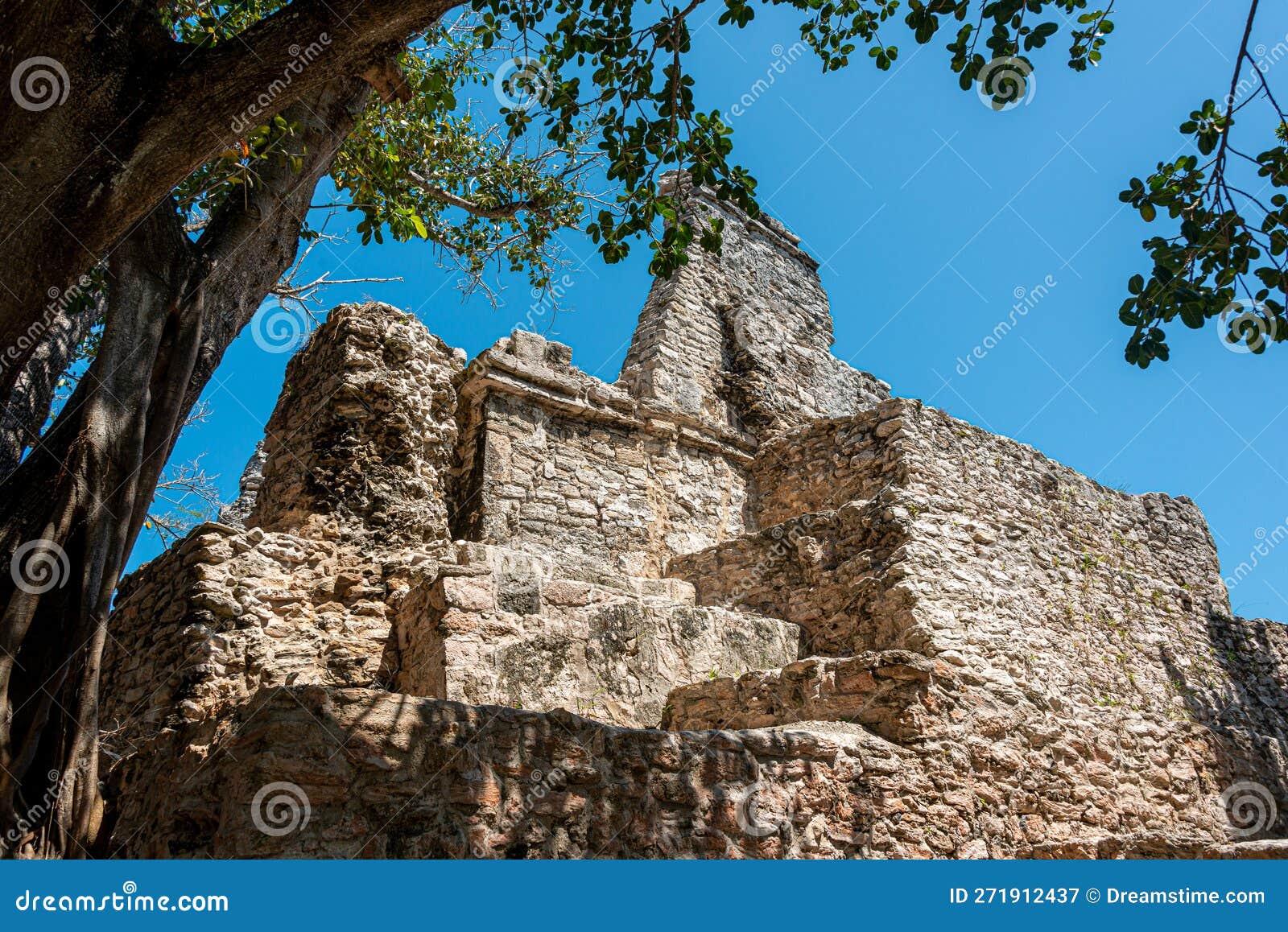 Archaeological Site of El Meco, Cancun, Mexico Stock Image - Image of ...