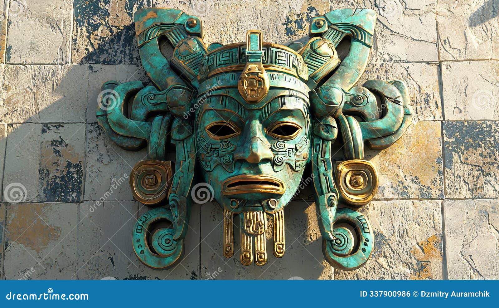 Ancient Mayan Stone Carving of a Face. Stock Photo - Image of green ...
