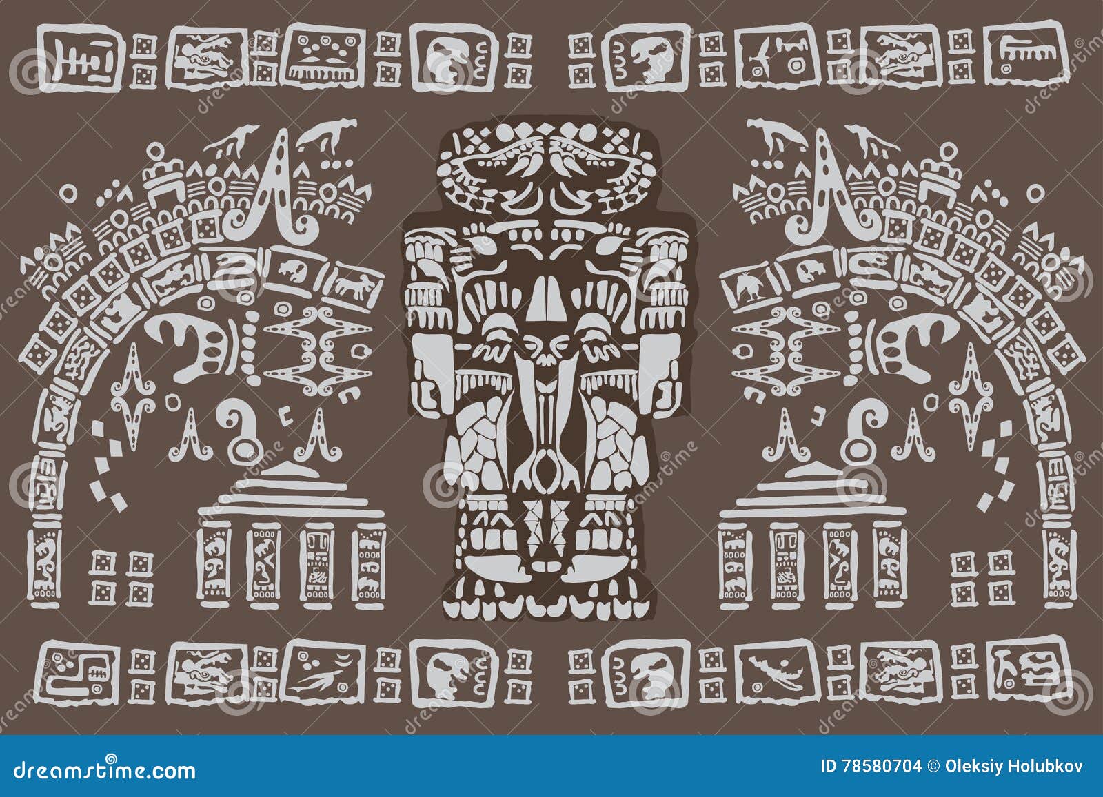 Ancient Mayan symbols stock vector. Illustration of ornament - 78580704