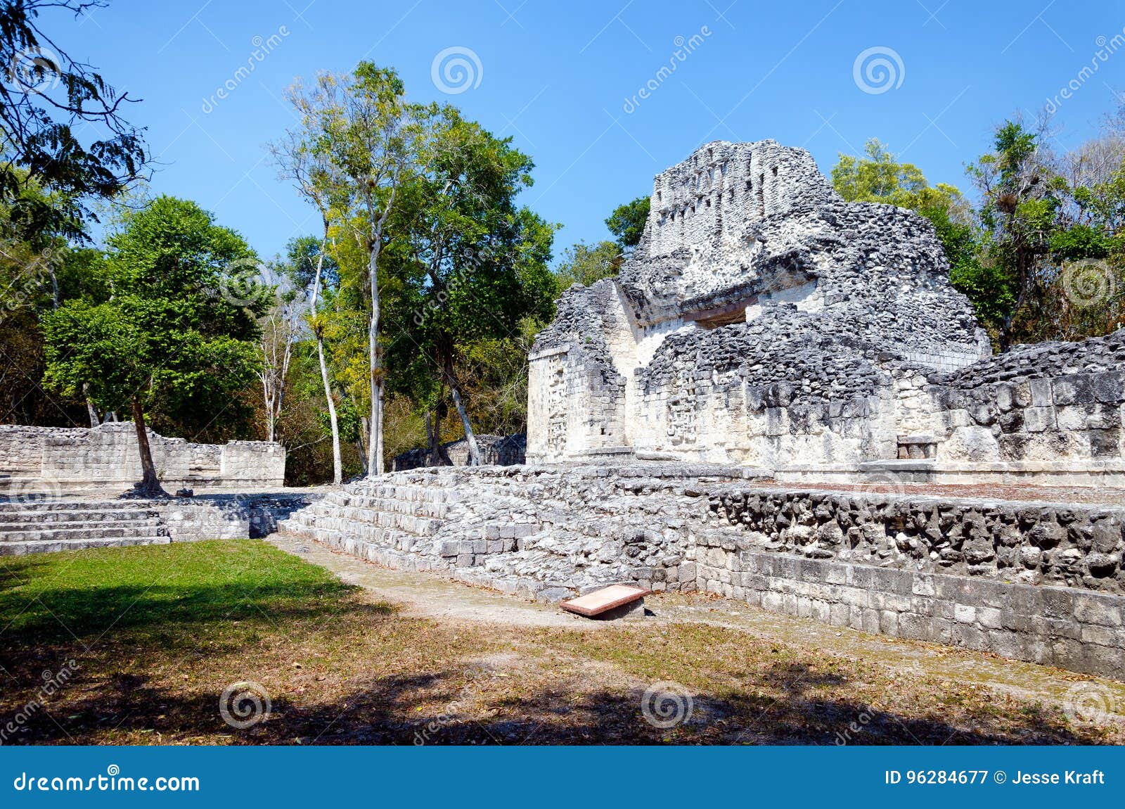 Ancient Mayan Temple in Chicanna Stock Image - Image of park, landscape ...