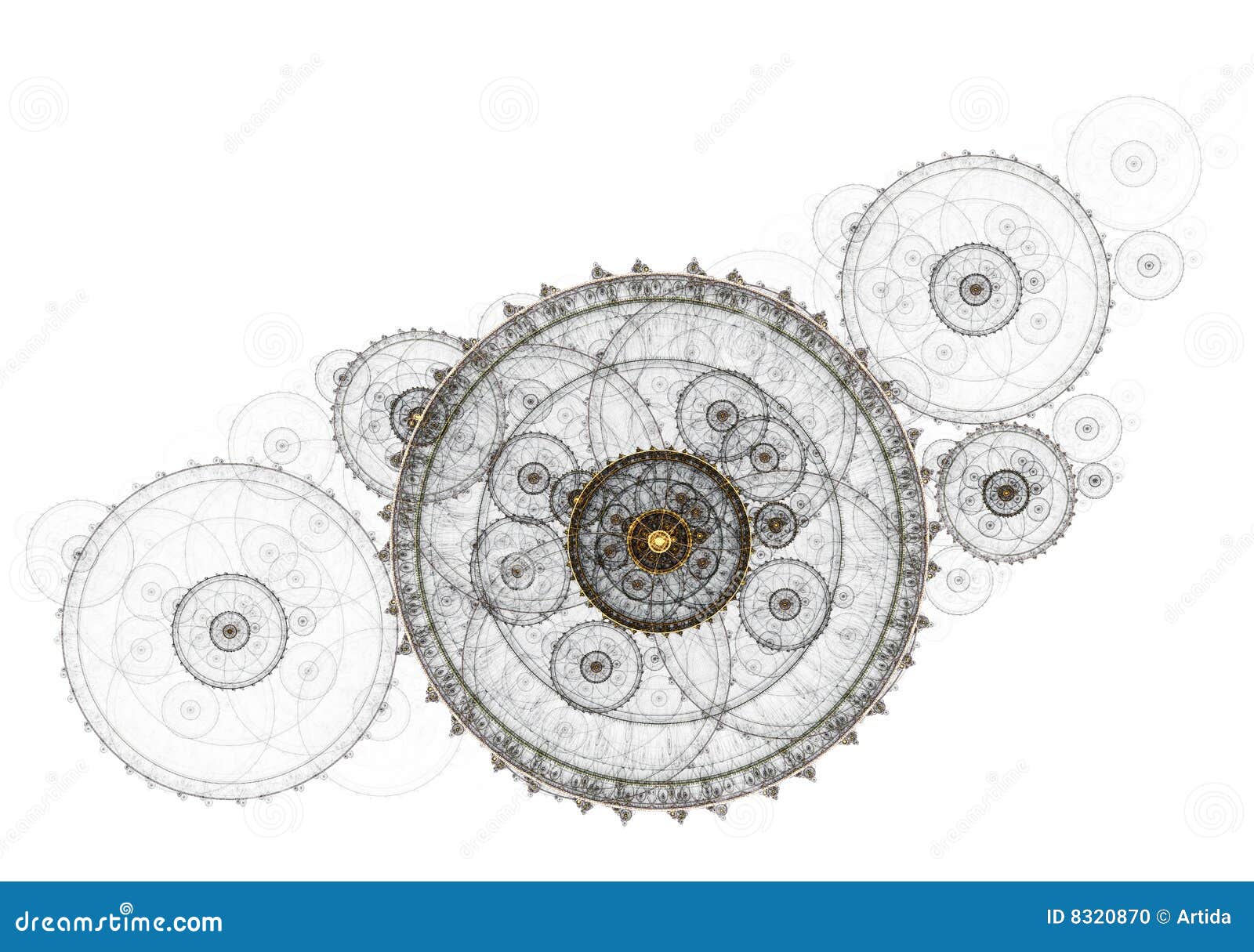 Ancient Mechanism, Metallic Clockwork Stock Illustration - Illustration ...