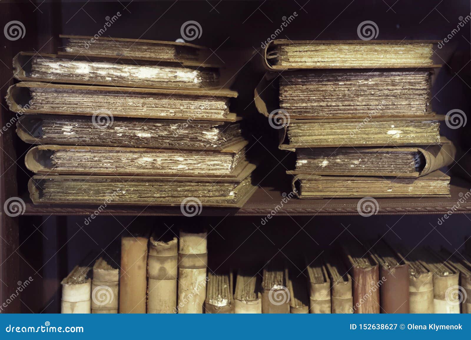 Ancient Medieval Books on the Shelf in the Bookcase Stock Image - Image ...