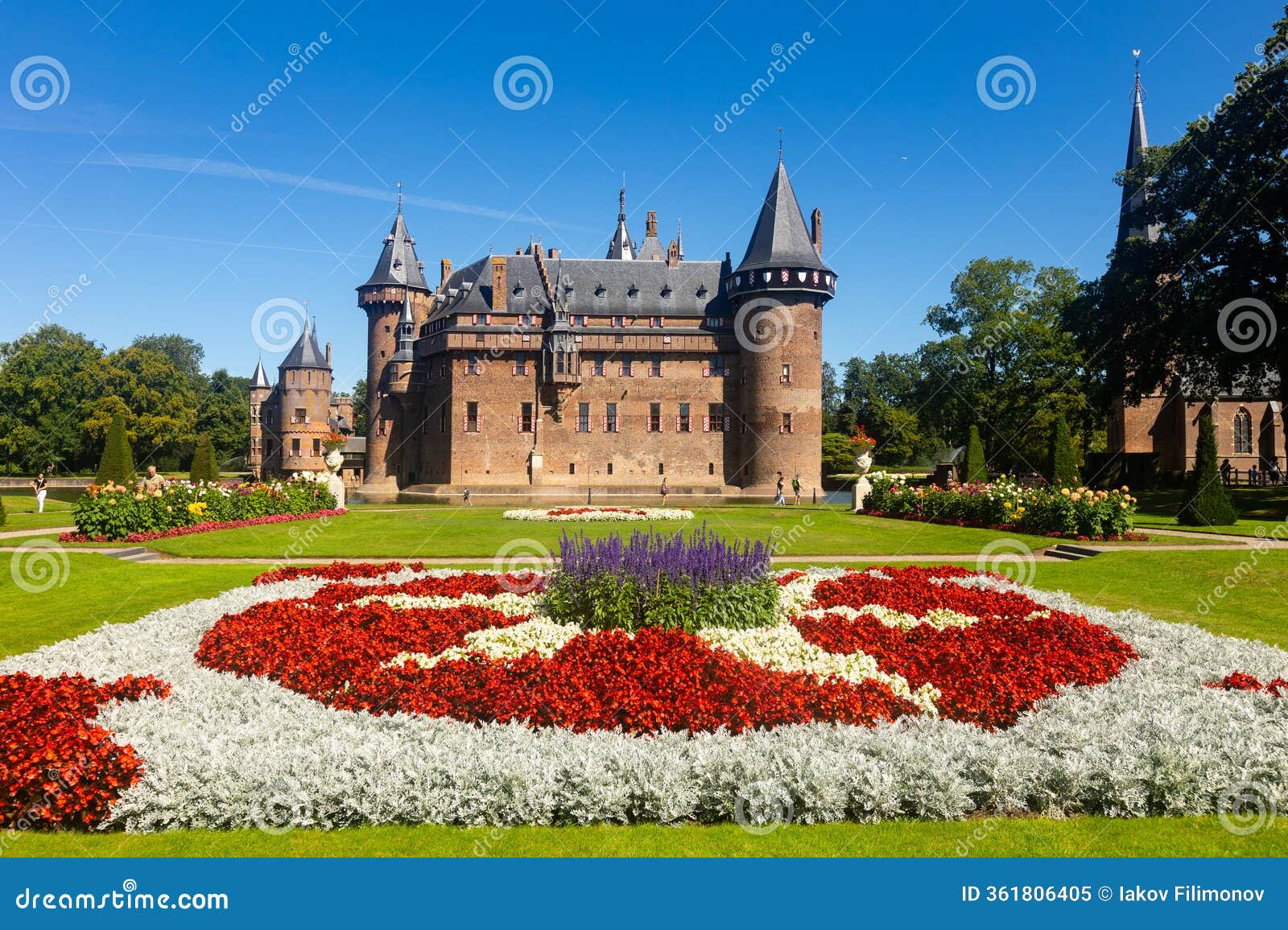 Ancient Medieval Castle and Beautiful Flower Bed Editorial Image ...