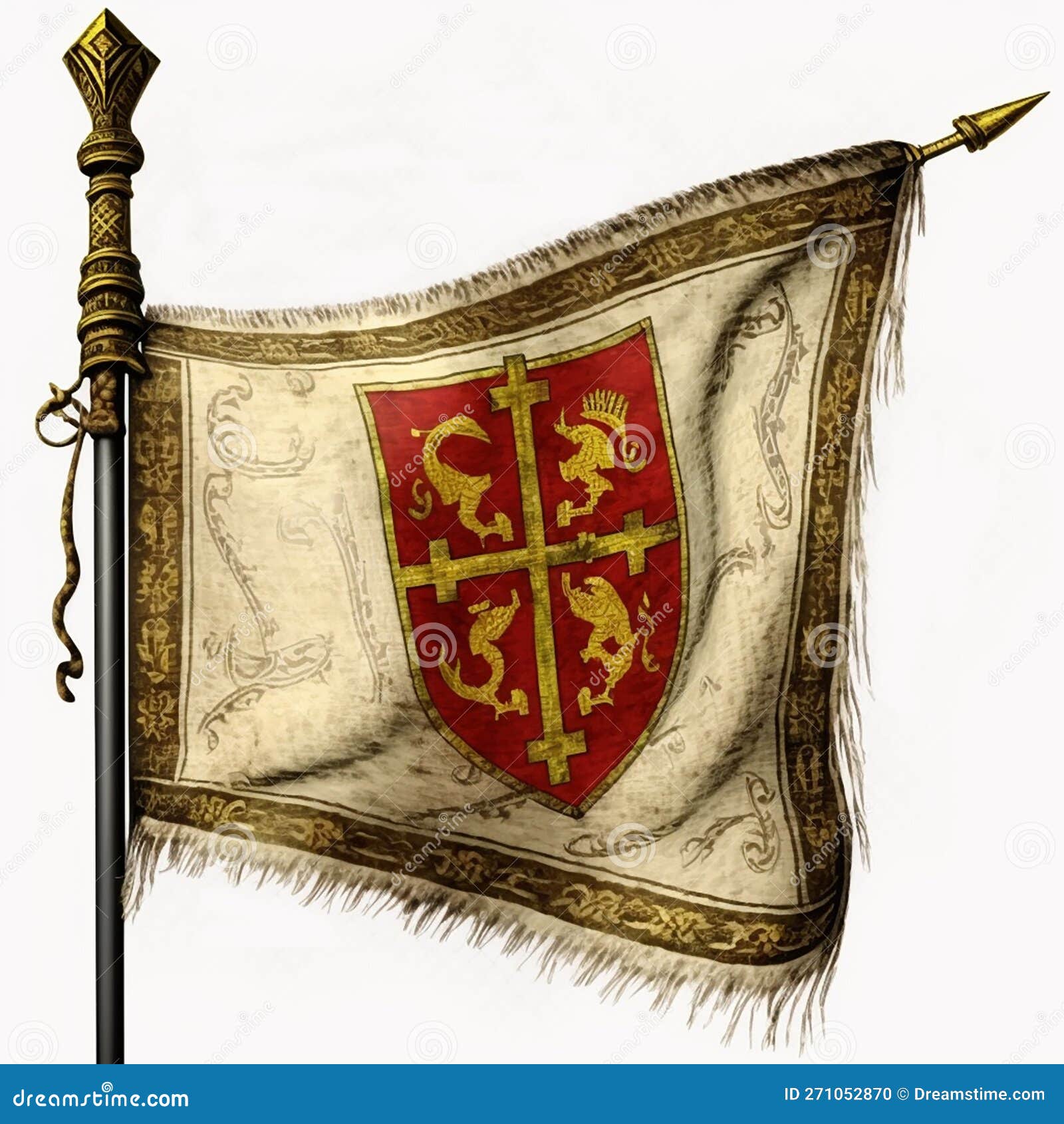 Set Medieval Flag, Princess, Sword, Dagger, Torch Flame, Round Wooden ...