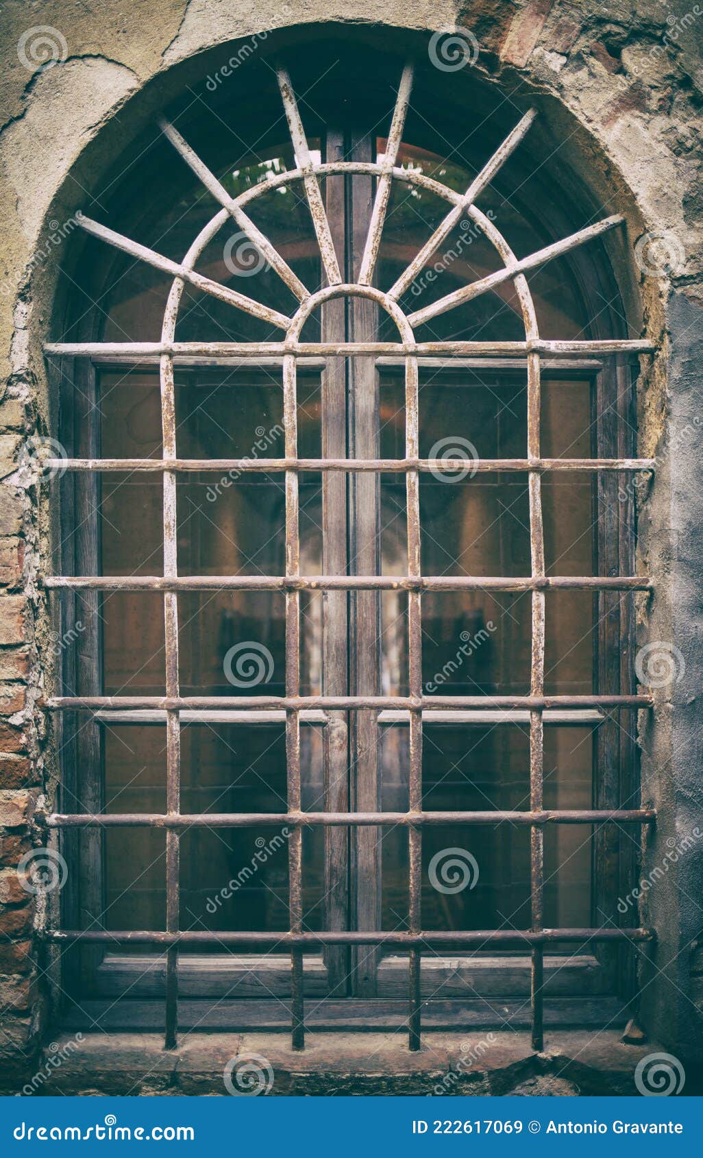 Ancient Medieval Window With Wrought Iron Bars Royalty-Free Stock ...