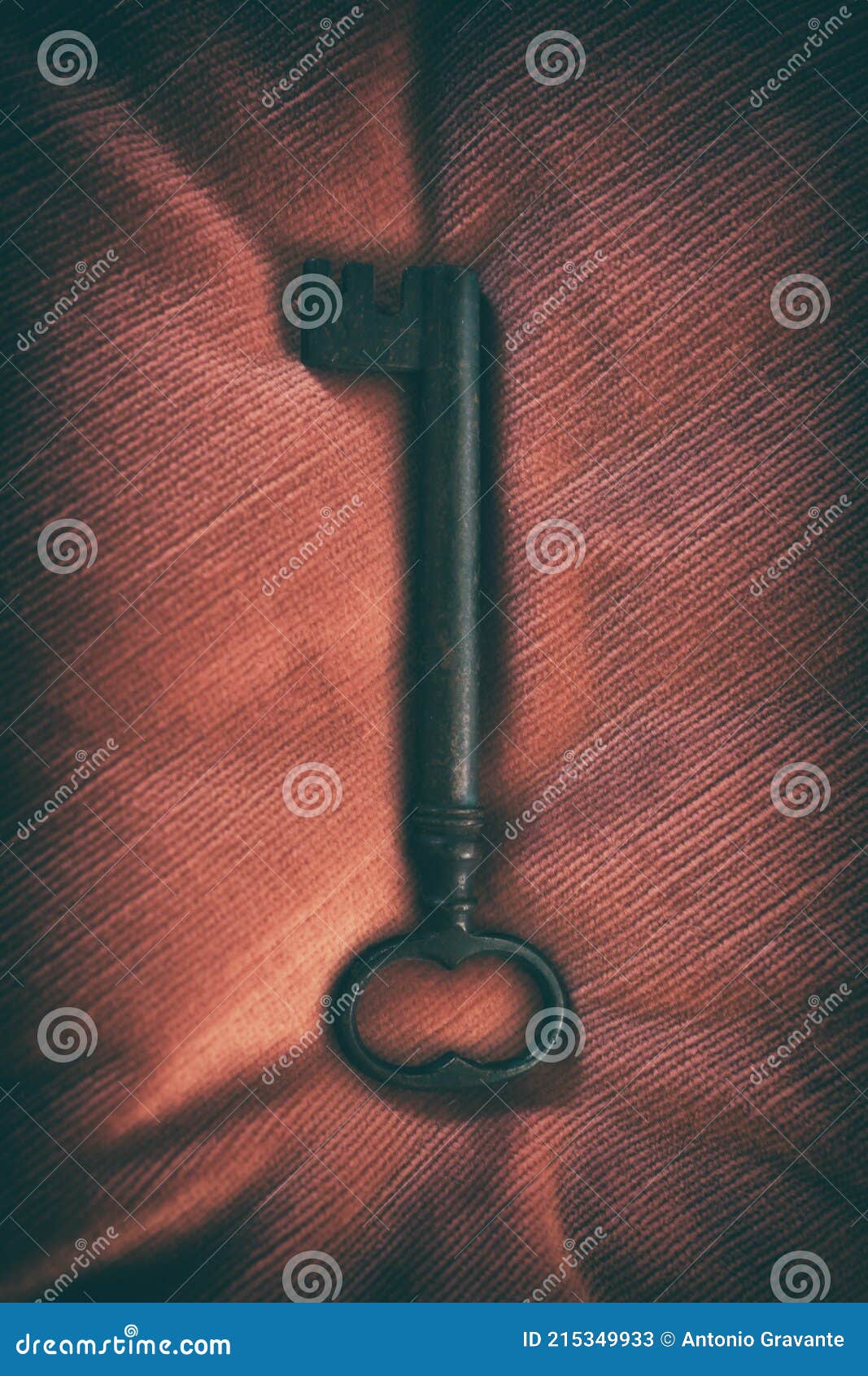 Ancient Medieval Wrought Iron Key on Red Background Stock Image - Image ...