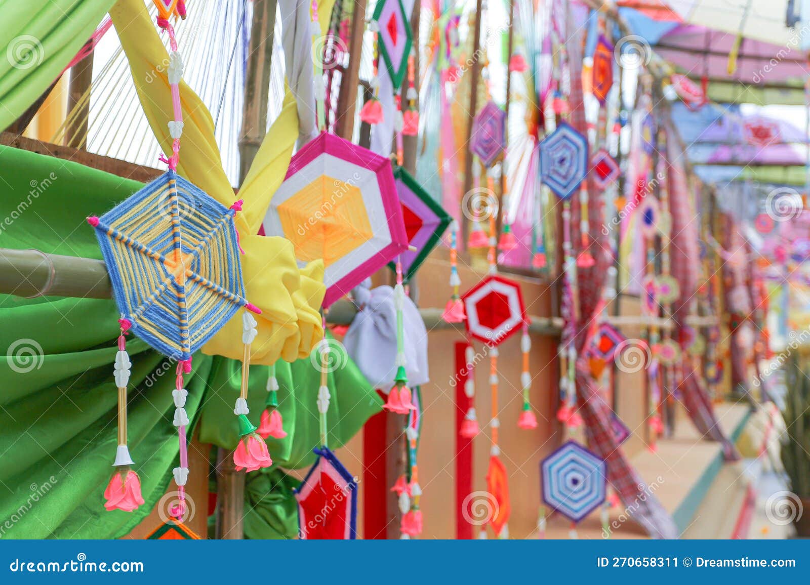 An Ancient Merit-making Tradition Using Objects and Flags Decorated ...