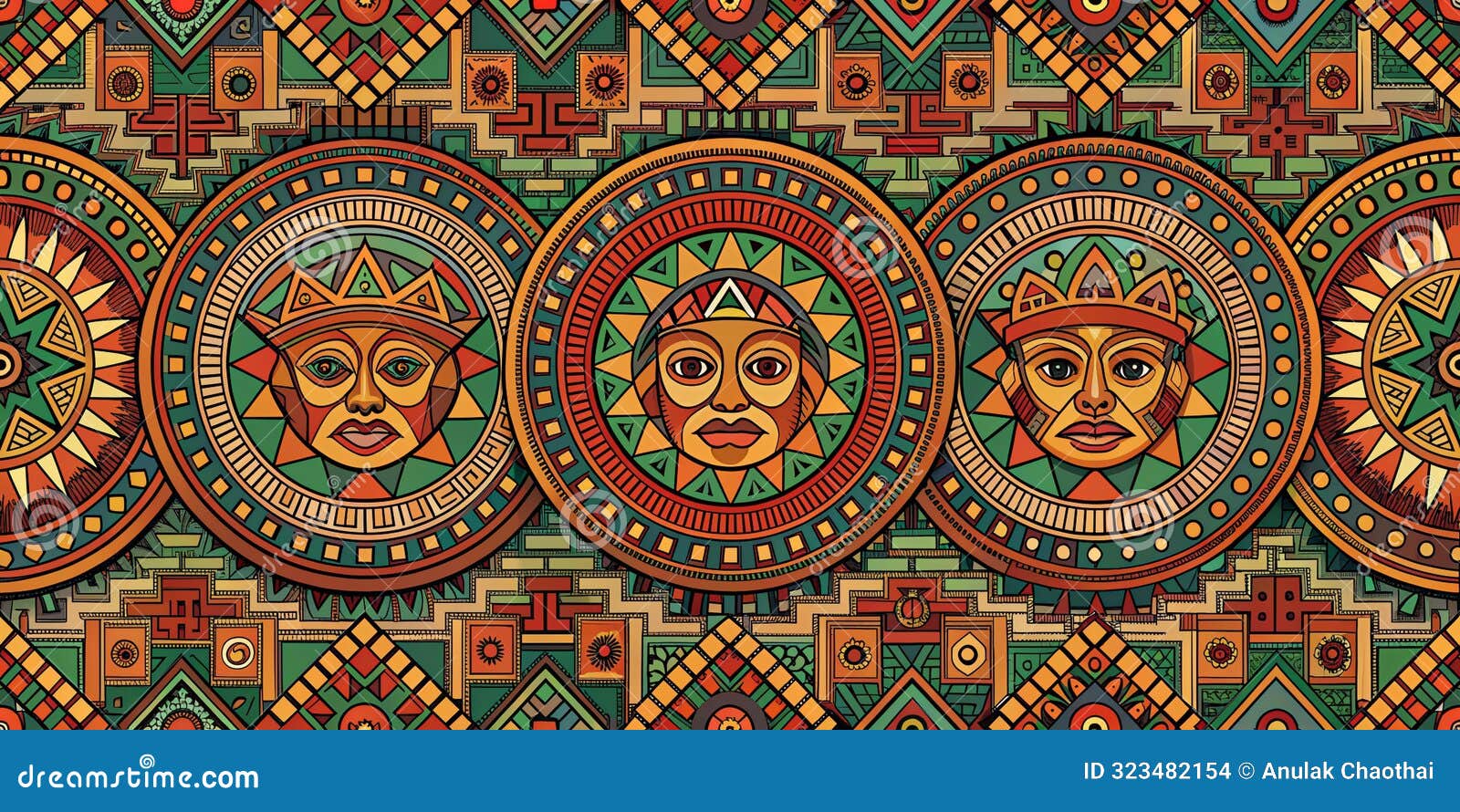 Ancient Mesoamerican Aztec Seamless Pattern for Educational Materials ...