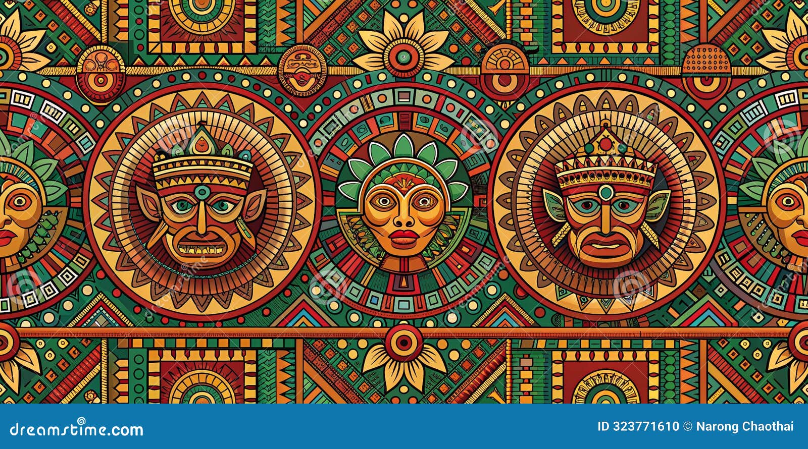Ancient Mesoamerican Aztec Seamless Pattern for Educational Materials ...
