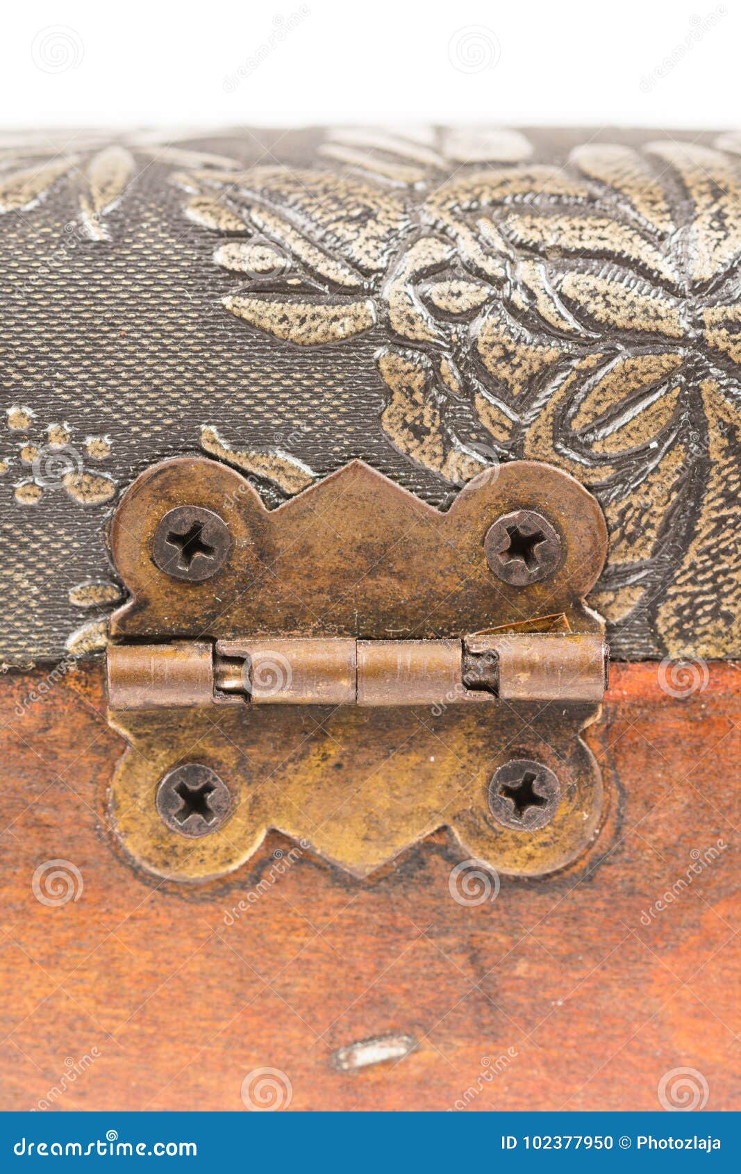 Ancient Metal Hinges on a Wooden Suitcase Stock Photo - Image of brass ...