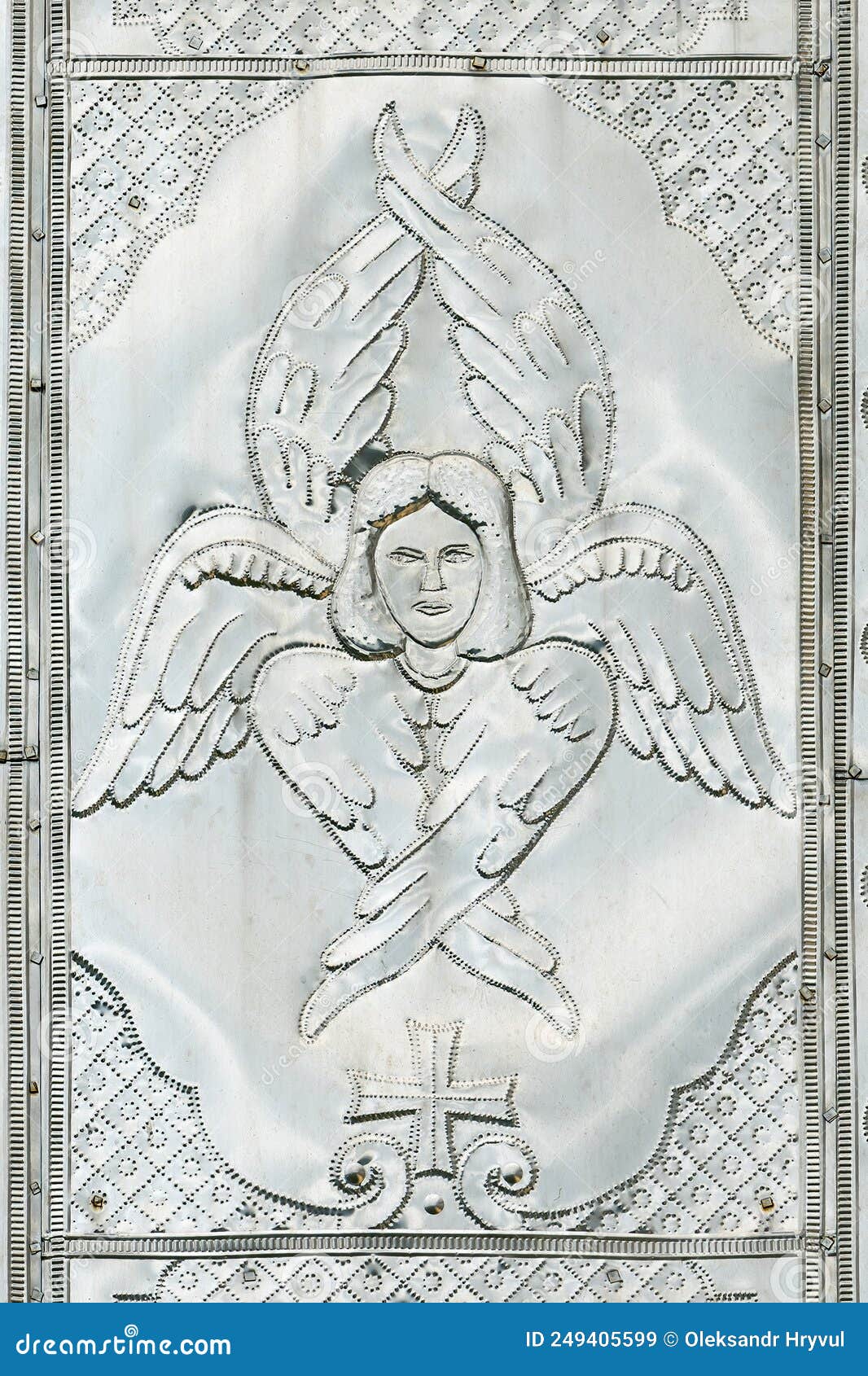 Ancient Metal Icon of Seraphim, on the Facade of the Old Church Stock ...