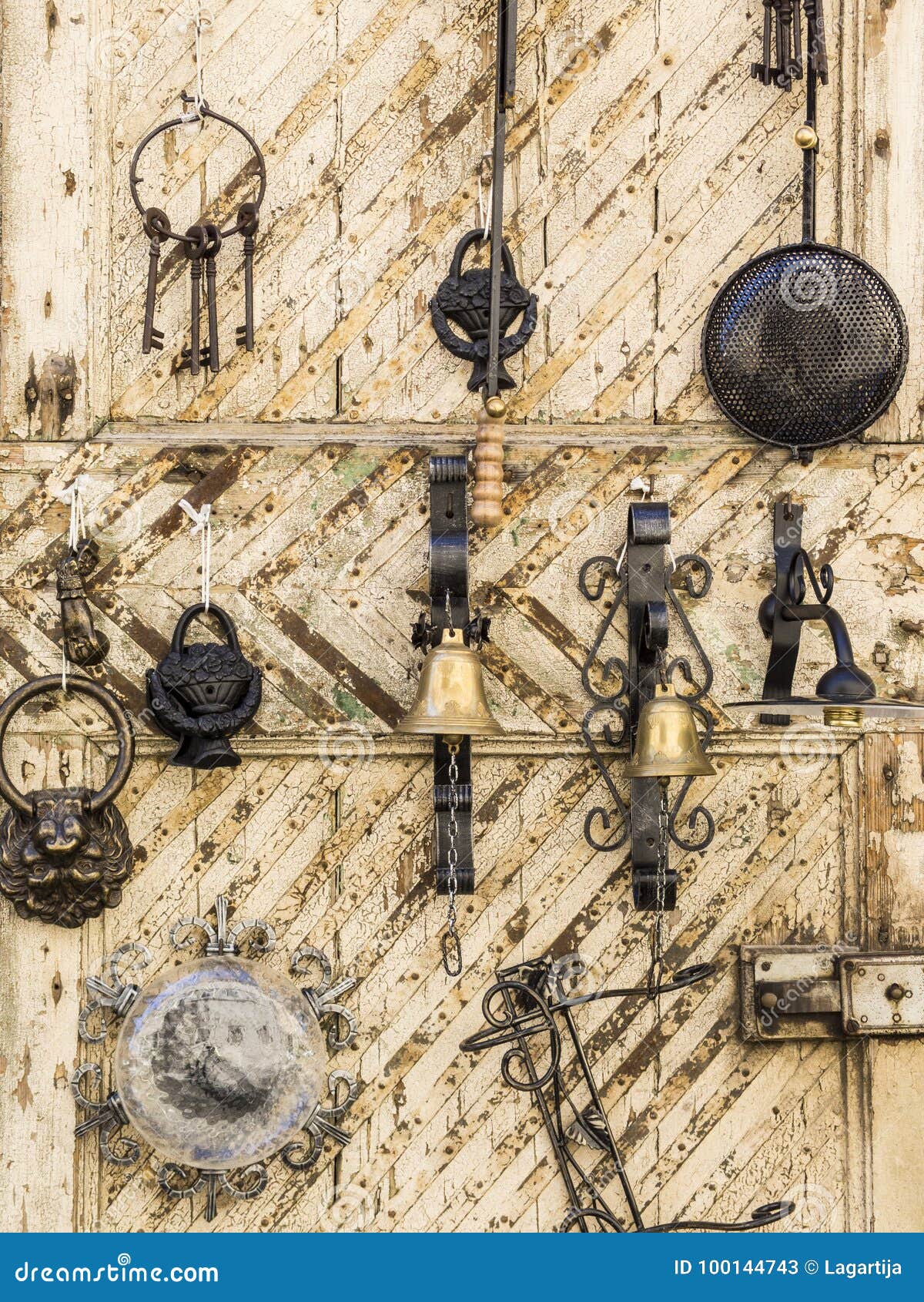 Ancient metal objects stock image. Image of lock, keys - 100144743