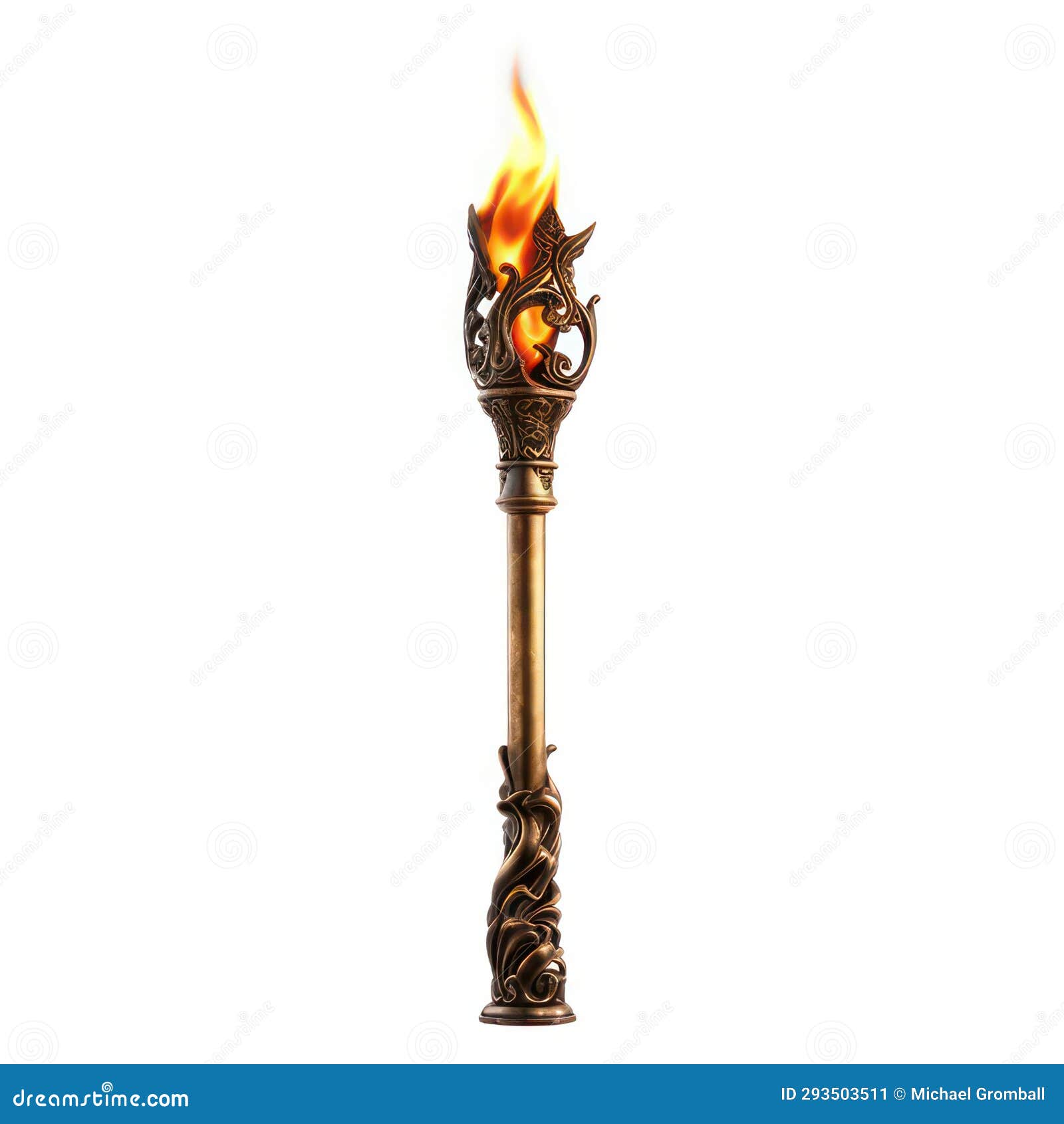 Ancient Metallic Torch Isolated on White Created with Generative AI ...