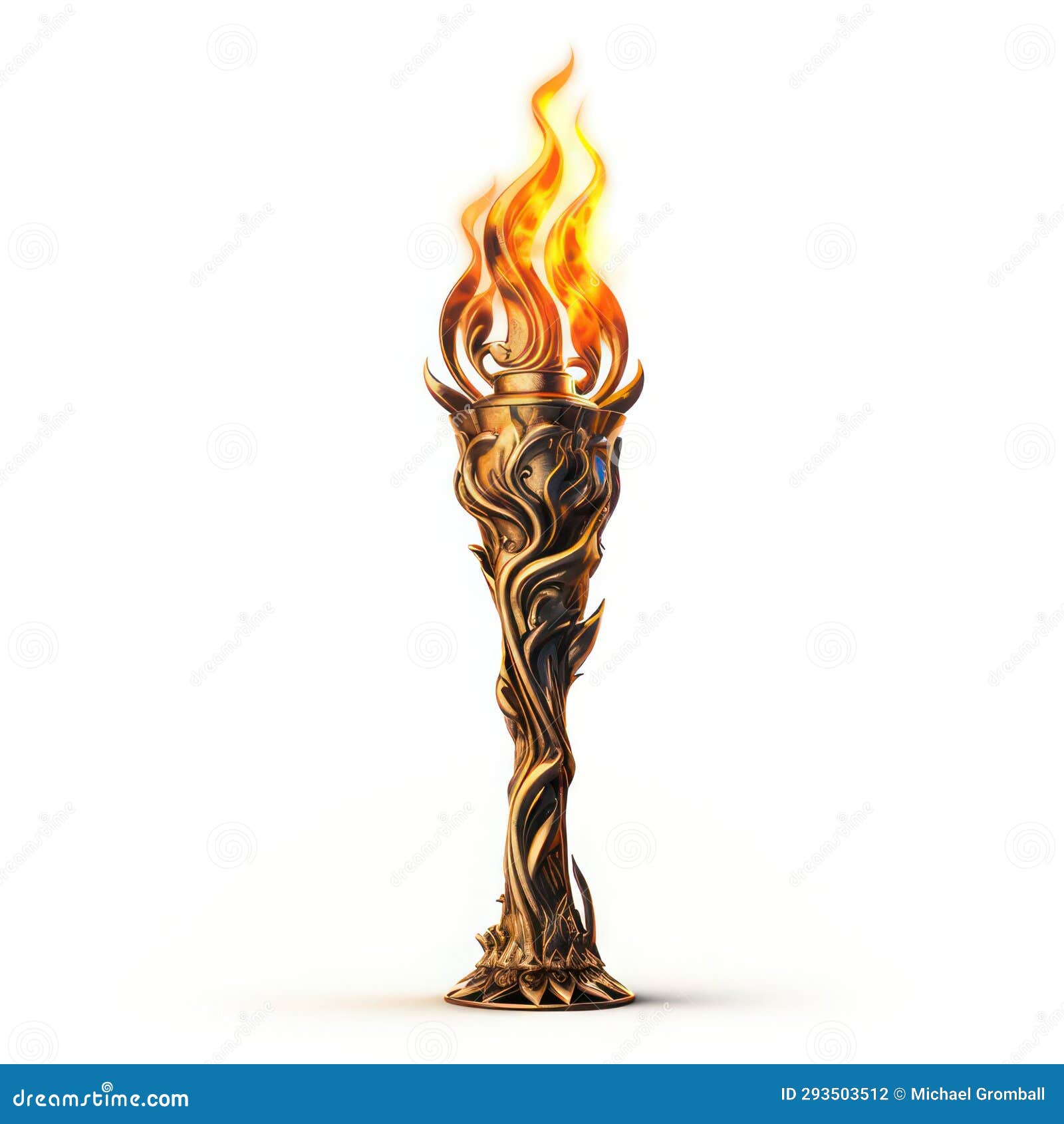 Ancient Metallic Torch Isolated on White Created with Generative AI ...