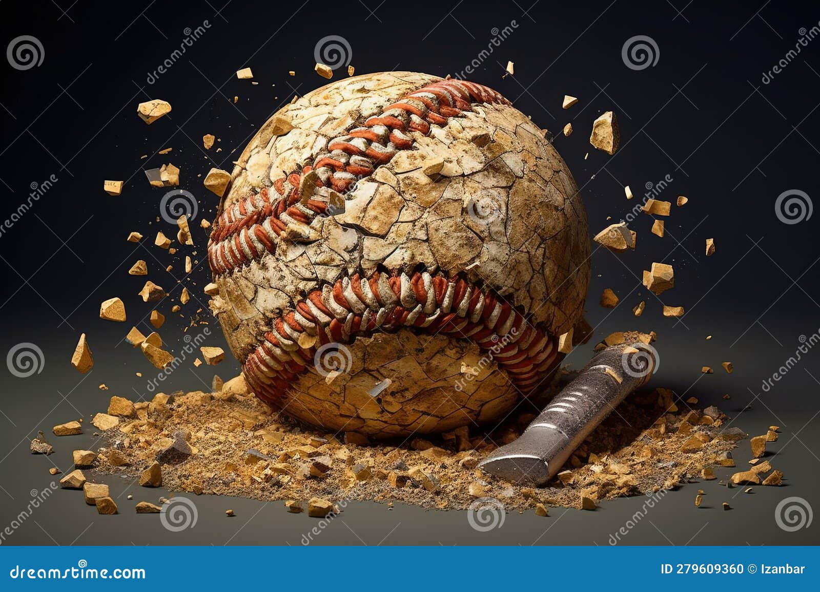 Ancient Meteorite Baseball Ball Illustration Generative Ai Stock ...