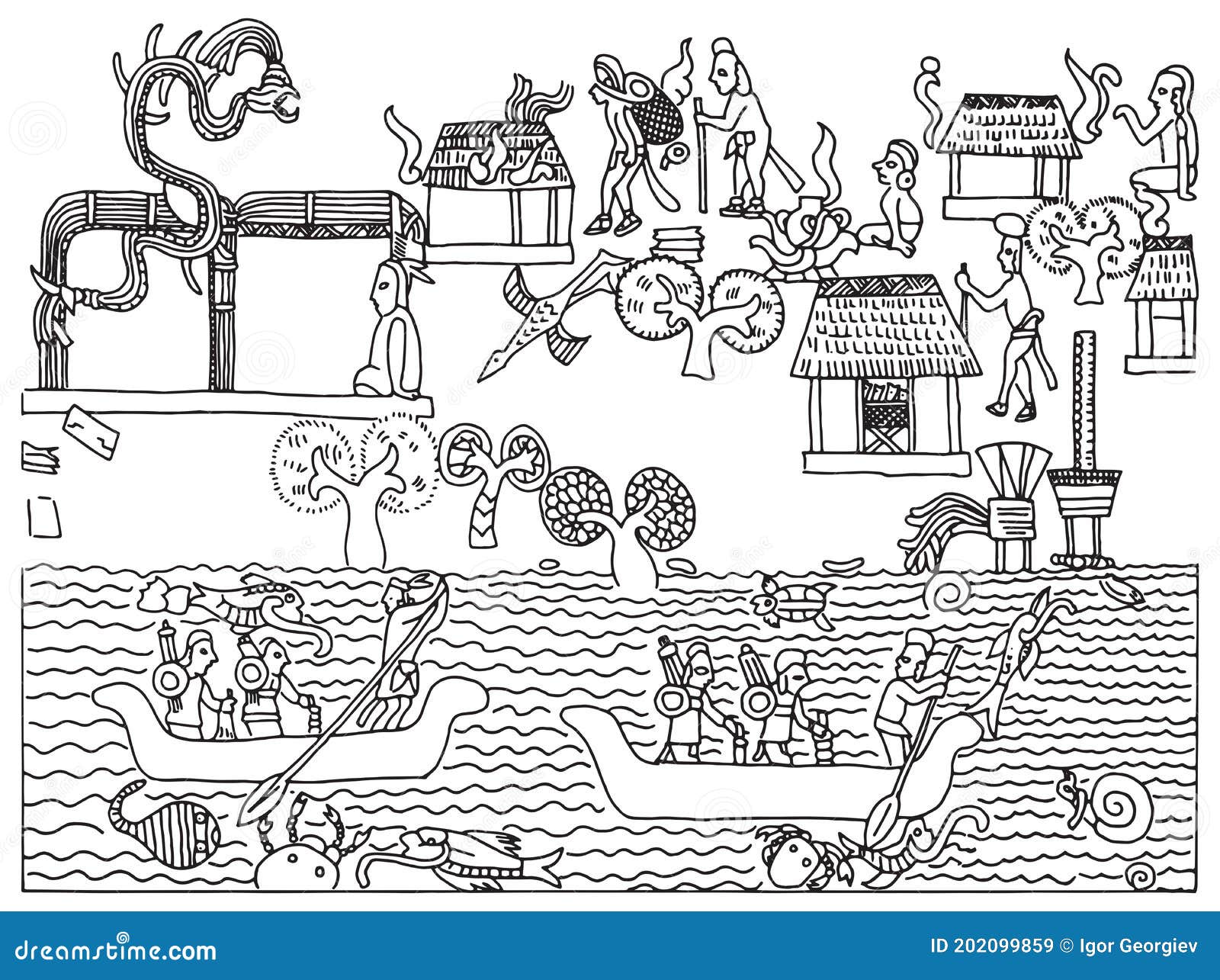 Ancient Mexican Design. Set of Aztec Labels and Elements. Vector Set ...