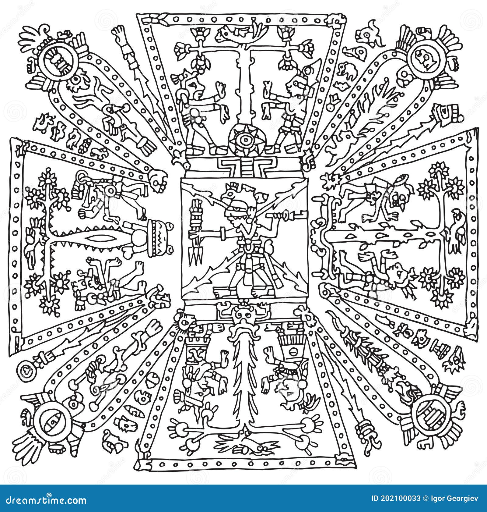 Ancient Mexican Design. Set of Aztec Labels and Elements. Vector Set ...