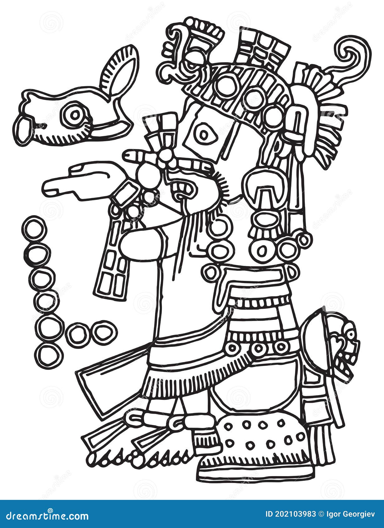 Ancient Mexican Tattoo. Set of Aztec Labels and Elements. Vector Set ...