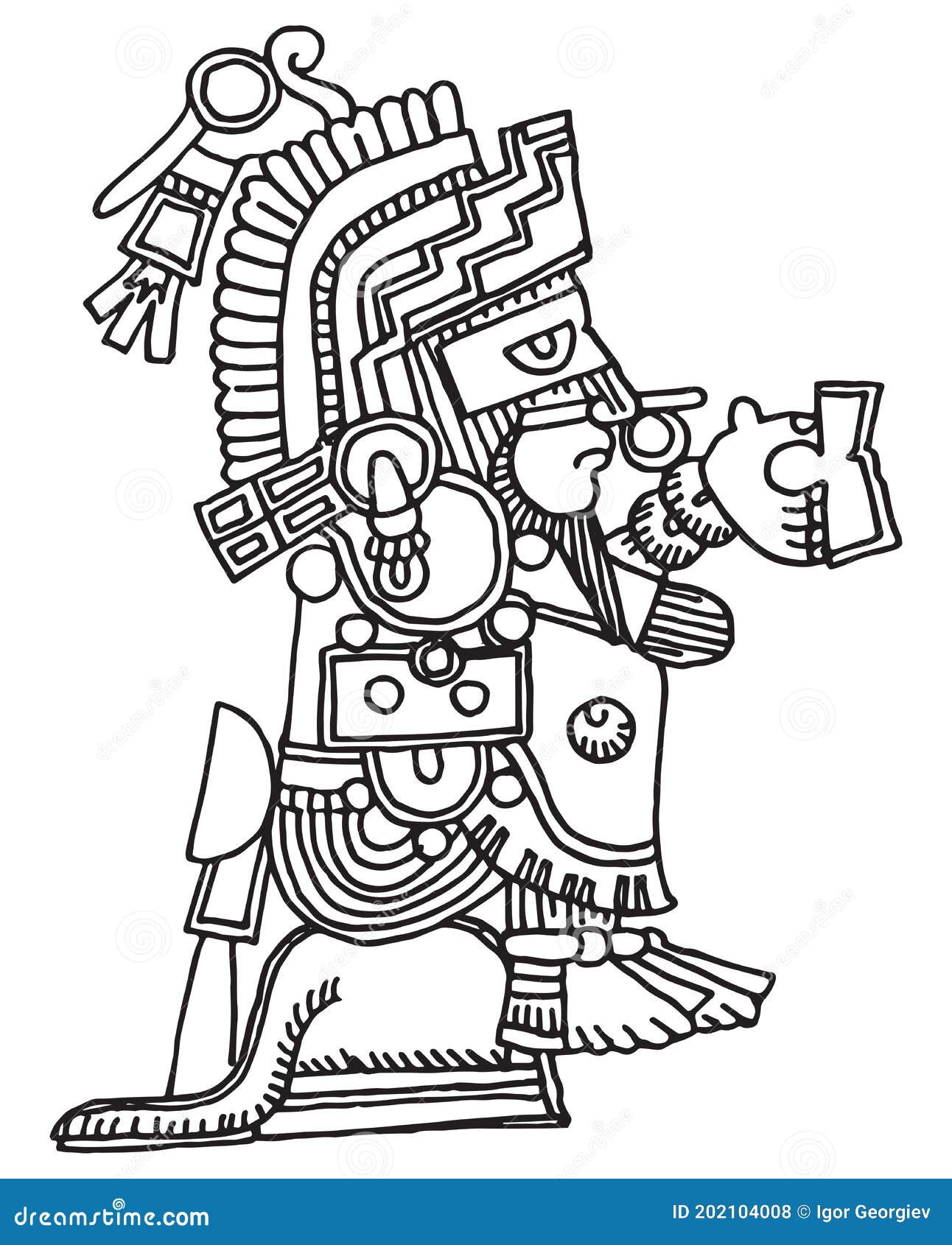 Ancient Mexican Tattoo. Set of Aztec Labels and Elements. Vector Set ...