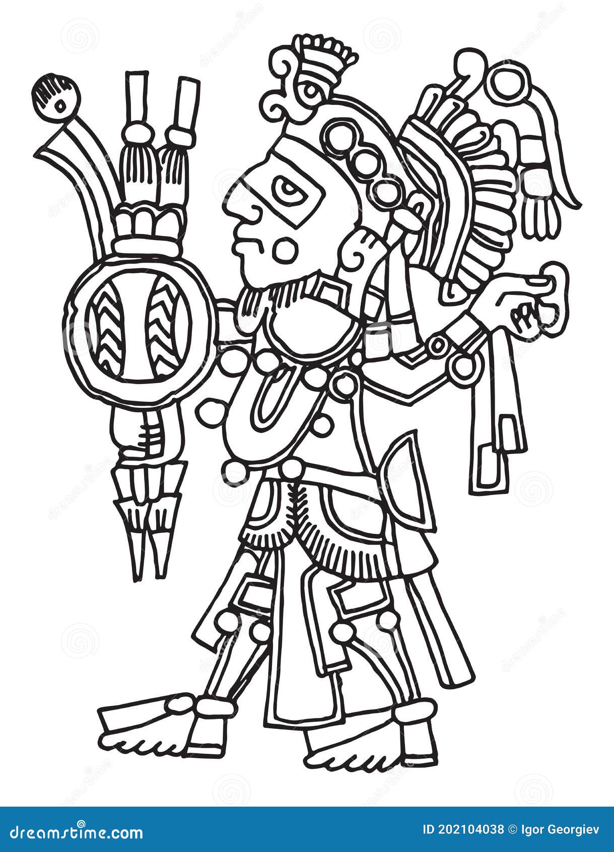 Ancient Mexican Tattoo. Set of Aztec Labels and Elements. Vector Set ...