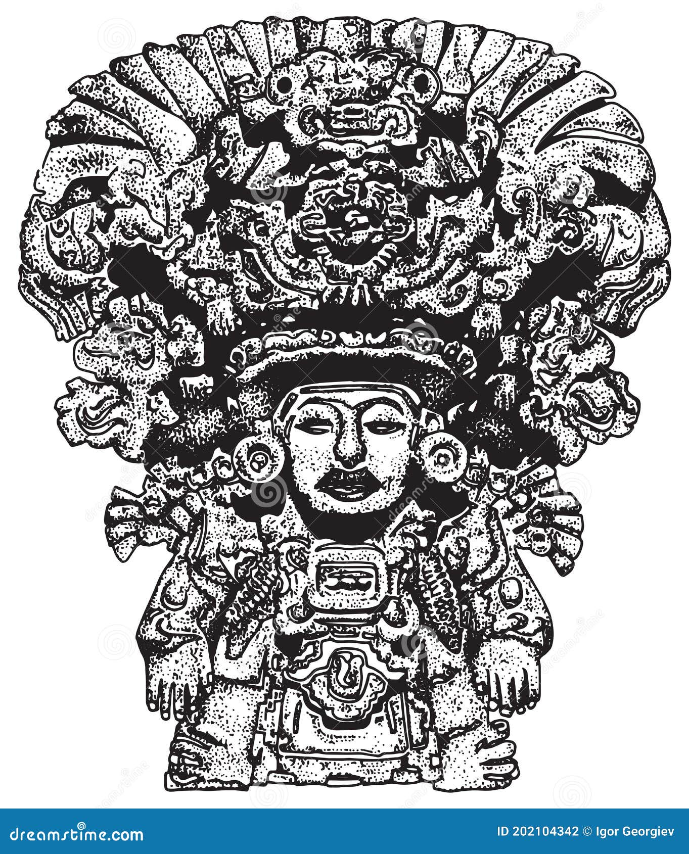 Ancient Mexican Tattoo. Set of Aztec Labels and Elements. Vector Set ...