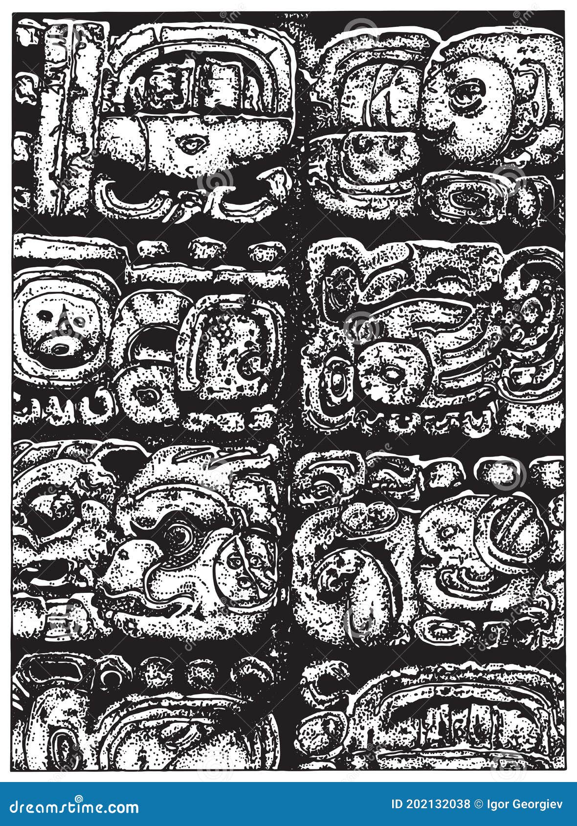 Ancient Mexican Tattoo. Set of Aztec Labels and Elements. Vector Set ...