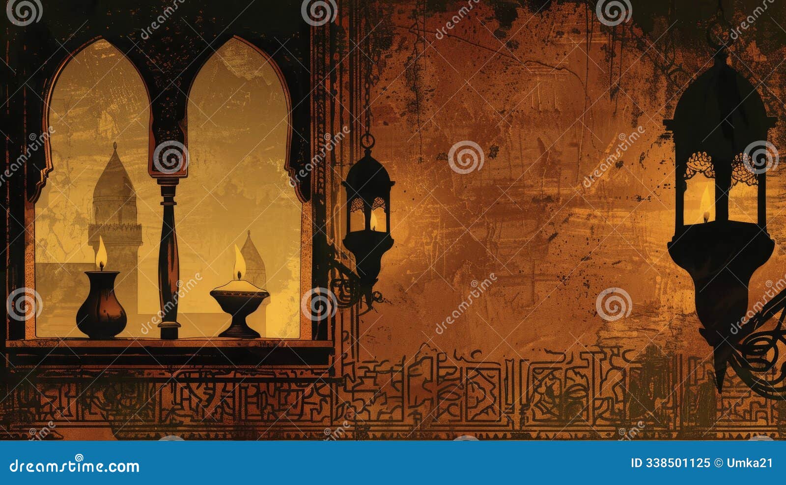 Ancient Middle Eastern Architecture with Lanterns and Arched Windows at ...