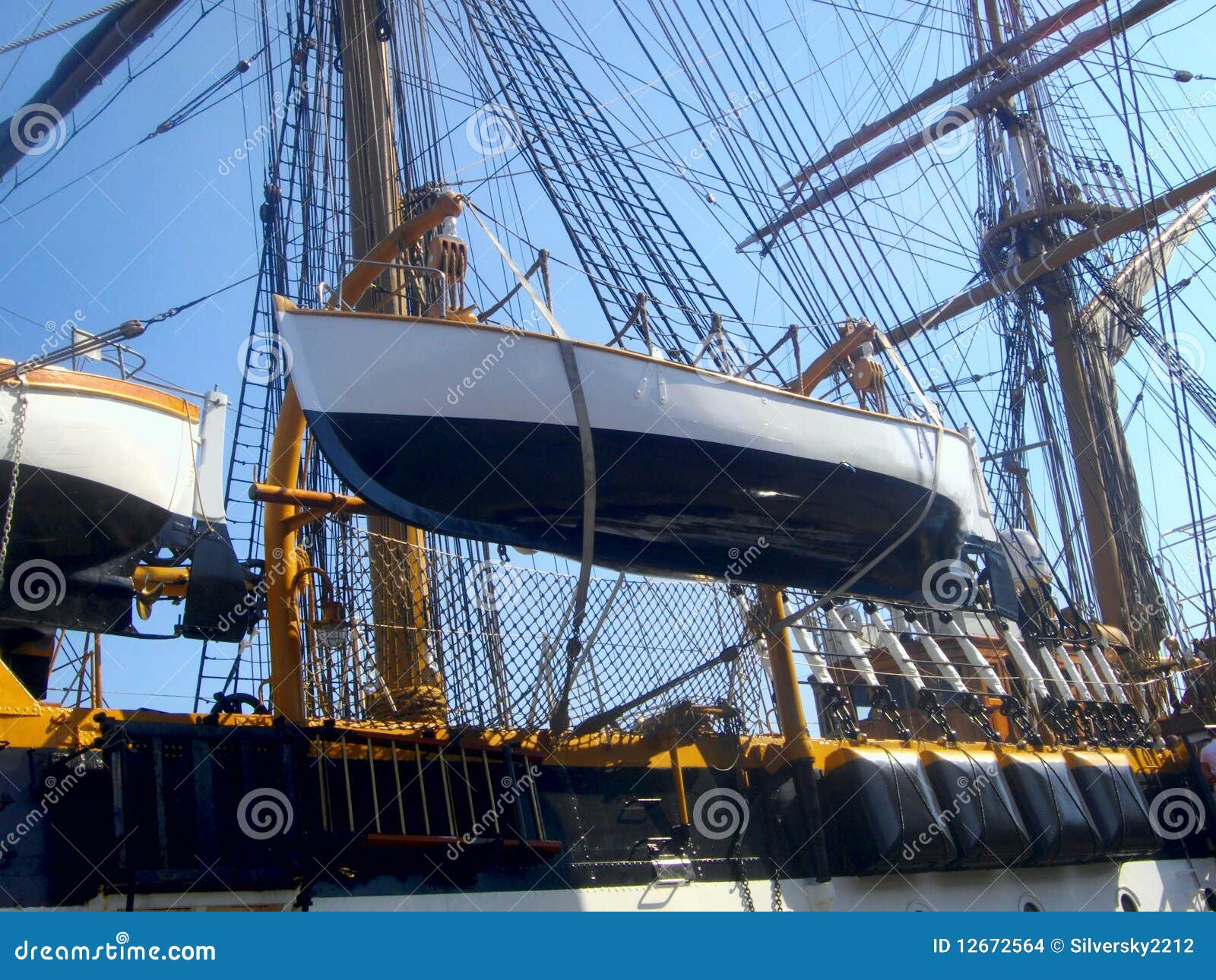 Ancient Military Frigate (detail) Stock Photo - Image of sailboat ...