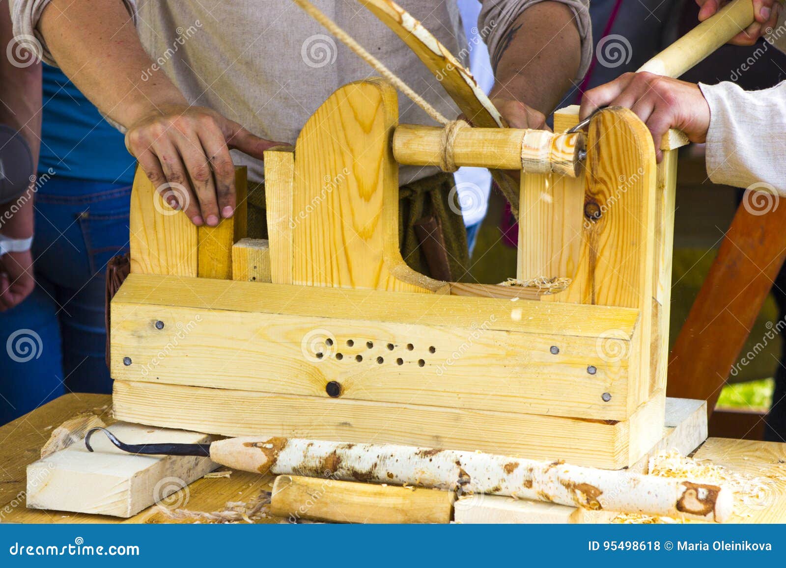 Ancient Milling Machine Made of Wood Stock Photo - Image of machine ...